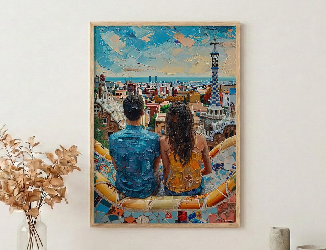 Barcelona Park Guell Gaudi Mosaic Impasto Spain Travel Colorful ...