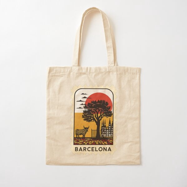 Barcelona Post Stamp Canvas Tote Bags, Reusable Shopping Bag - Walmart.com