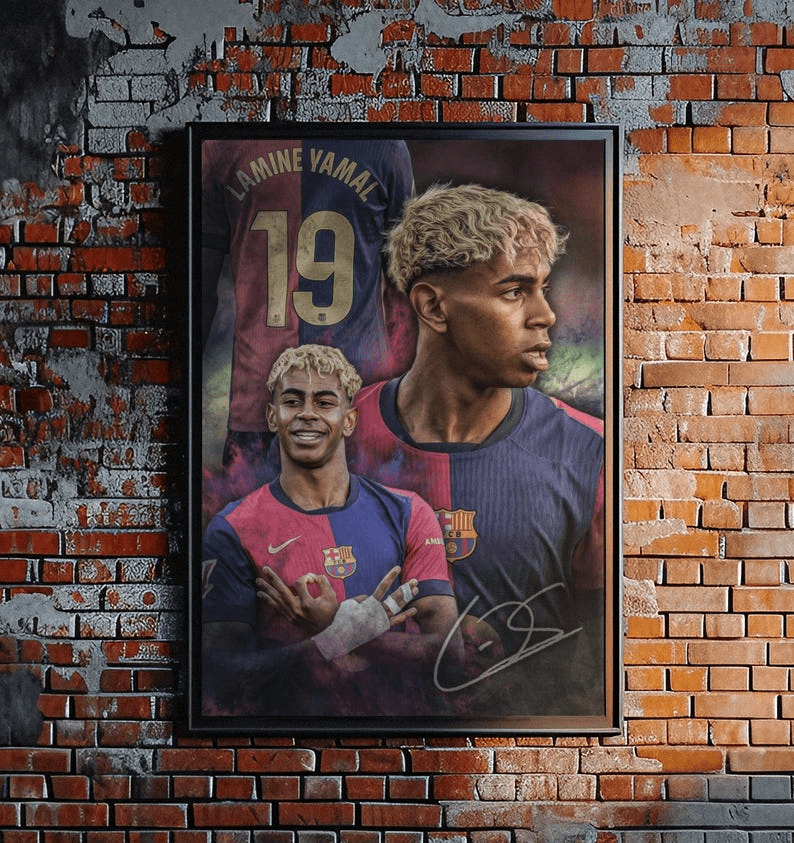 Barcelona Poster Signature - Lamine Yamal - Spain - Football Poster ...