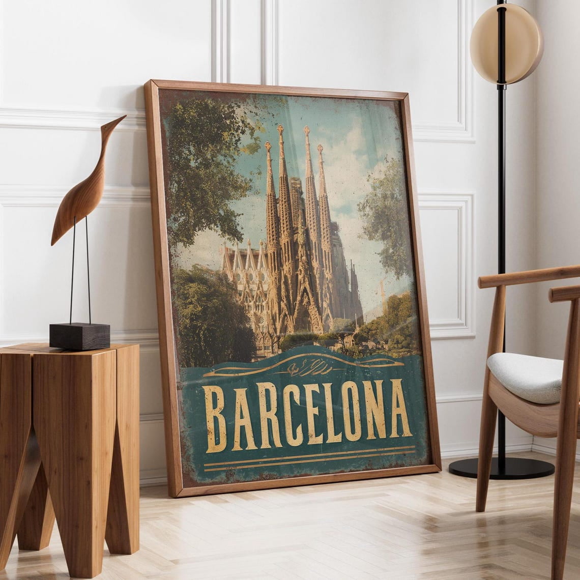 Barcelona Retro City Travel Wall Art Poster Unframed Paper Print ...