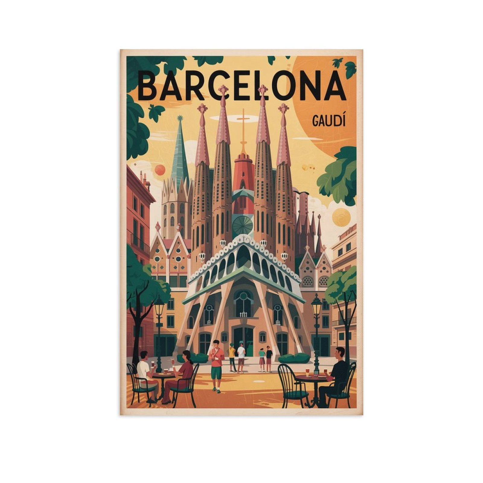 Barcelona Retro Travel Poster Vintage Spanish City Tourism Wall Art ...