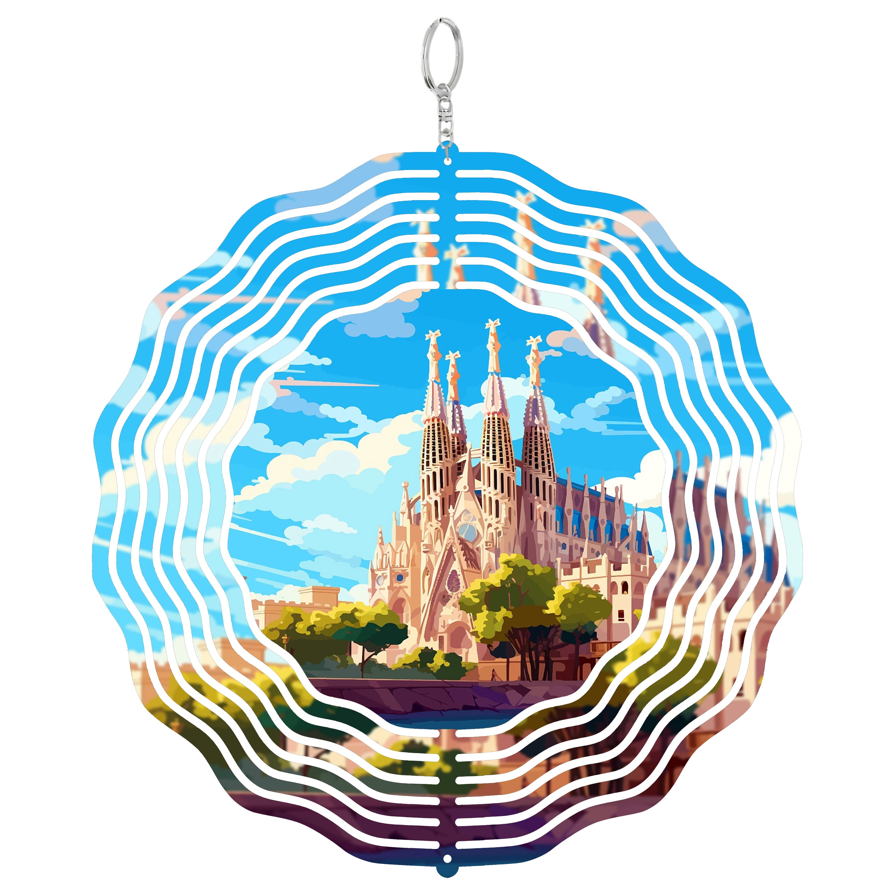 Barcelona Spain City View 3D Wind Spinner Kinetic Hanging Art Outdoor ...