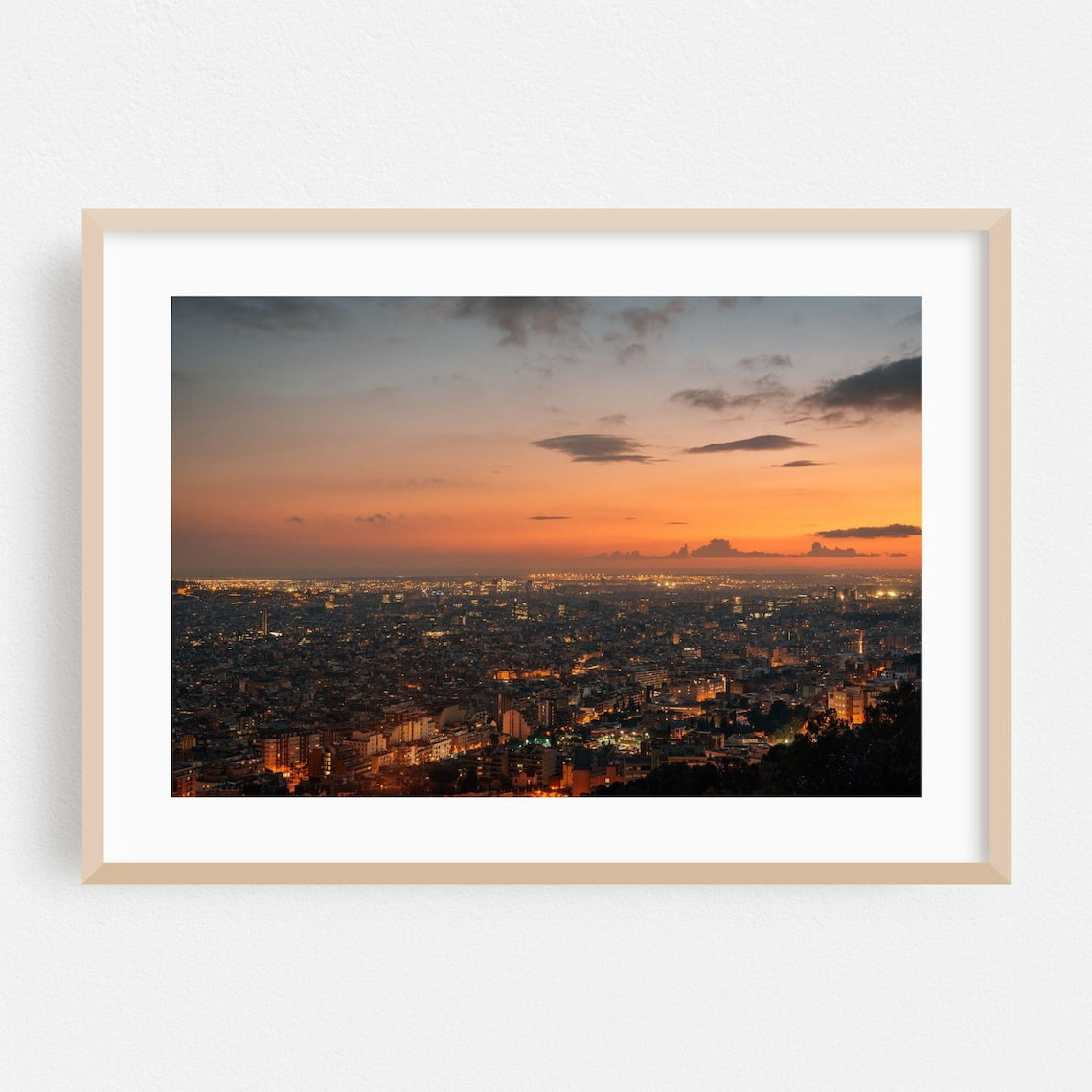 Barcelona Spain Sunset Skyline Nightlife Poster Unframed Paper Print ...