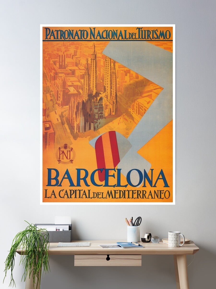 Barcelona Spain Vintage Travel Poster Poster Wall Art, Modern Wall ...