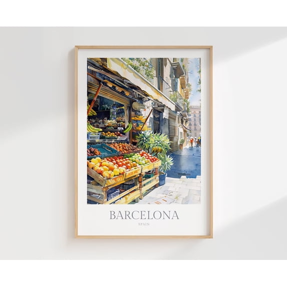 Barcelona Spain Wall Art Home Decor Fruit Market Poster Poster ...