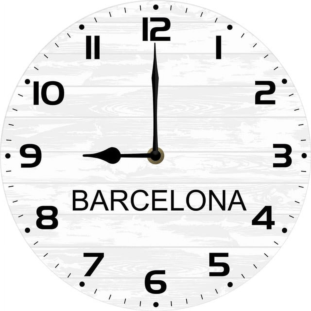 Barcelona TIME Wall Clock World Time Zone Clock Office Business 10 Inch Silent Wood Clocks for ...