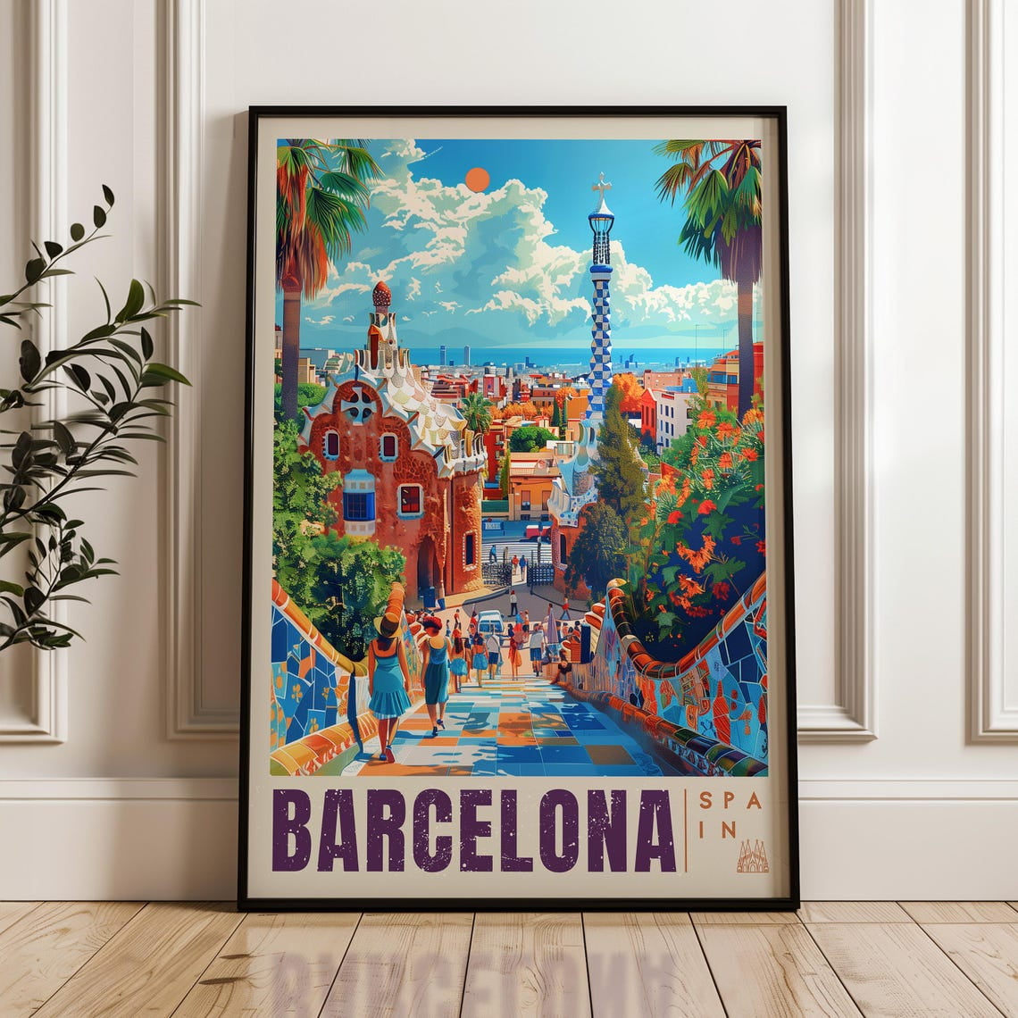 Barcelona Travel Poster Print, Spain Wall Art, Illustration Artwork ...