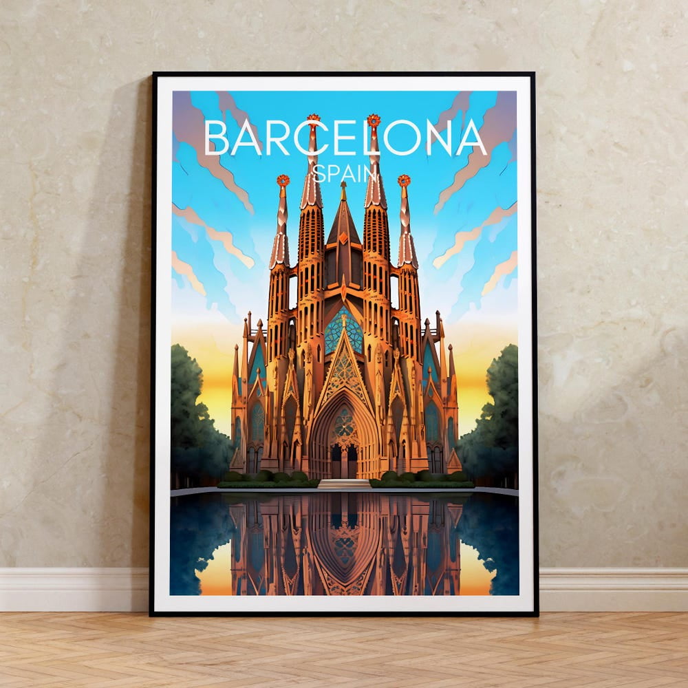 Barcelona Travel Poster, Spain Wall Art, Sagrada Famã­Lia Print ...