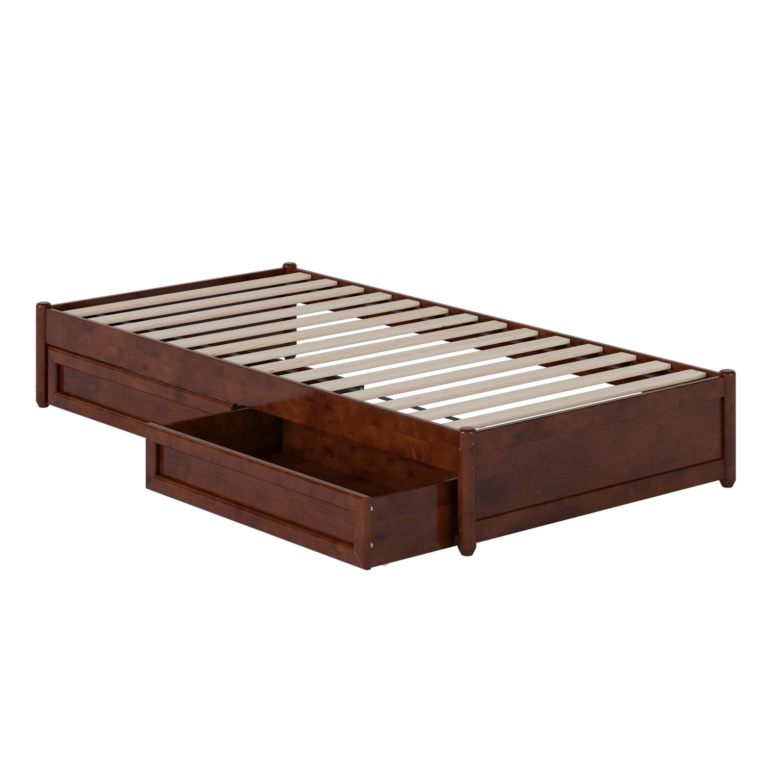 Barcelona Twin XL Solid Wood Panel Platform Bed with Storage Drawers in ...