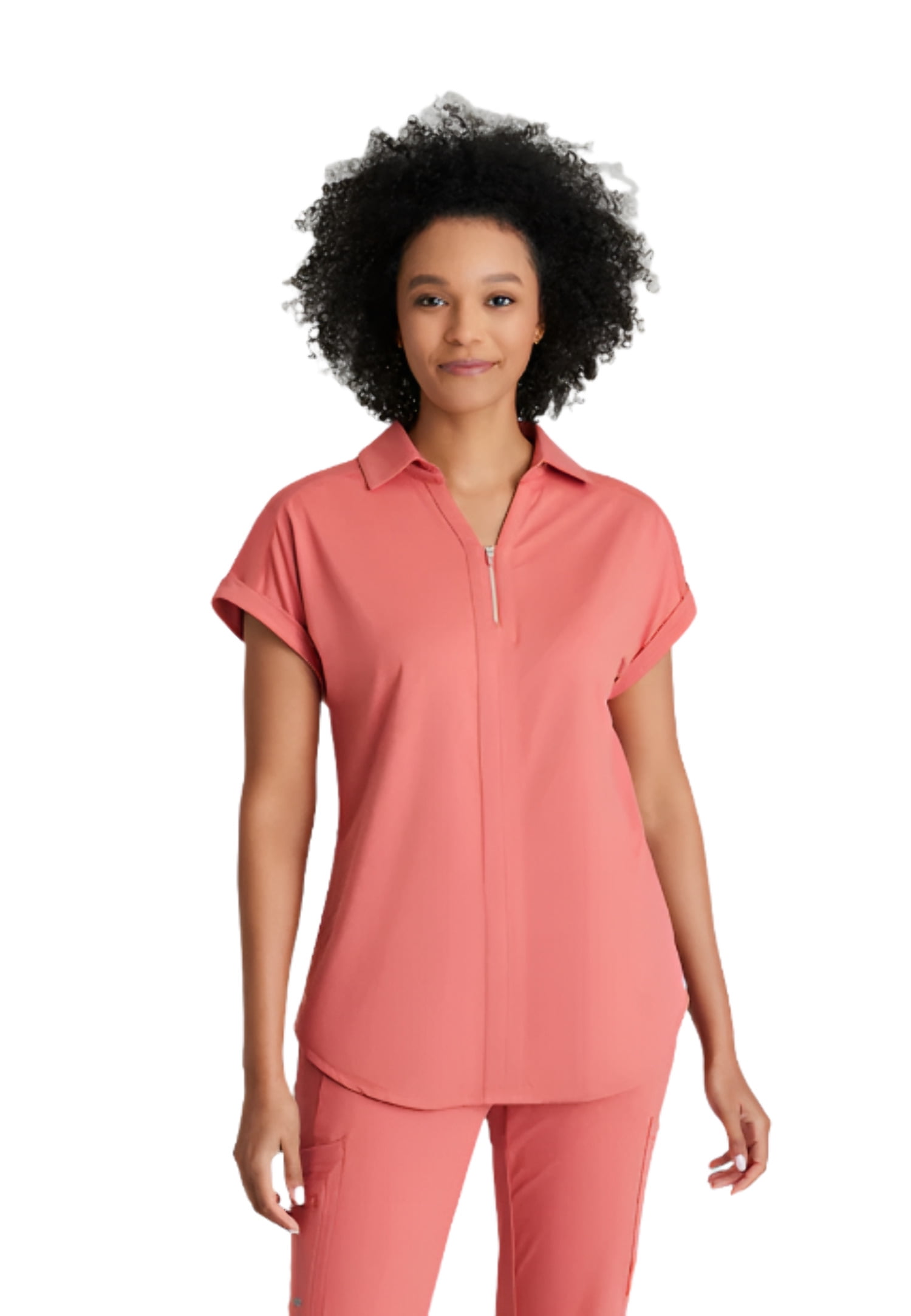 Barco One Engage Knit Pro 2-Pocket Zip Neck Dolman Scrub Top - Walmart.com