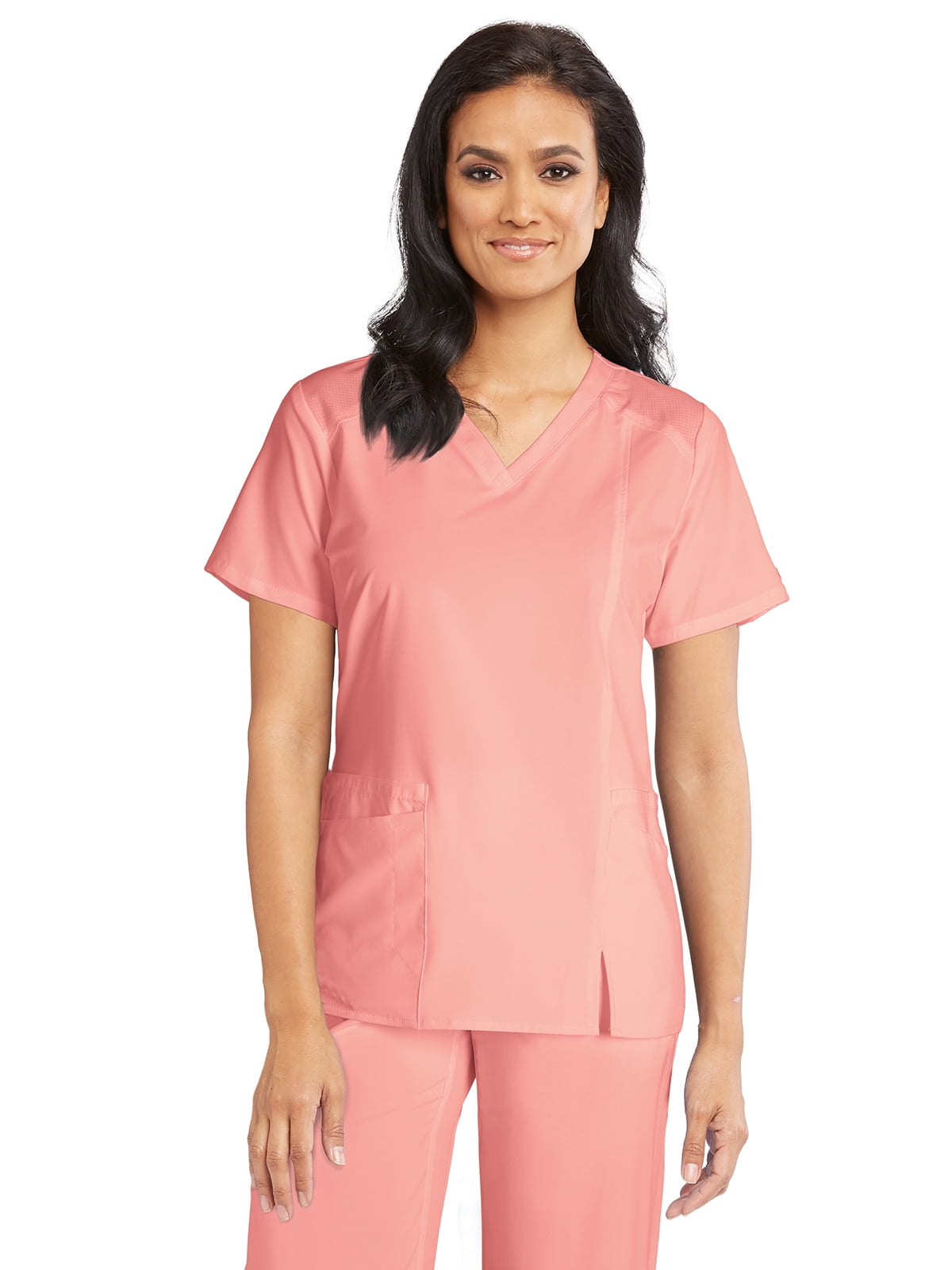 Barco Wellness BWT012 Women's Four Pocket Contrast Shoulder Front Side ...