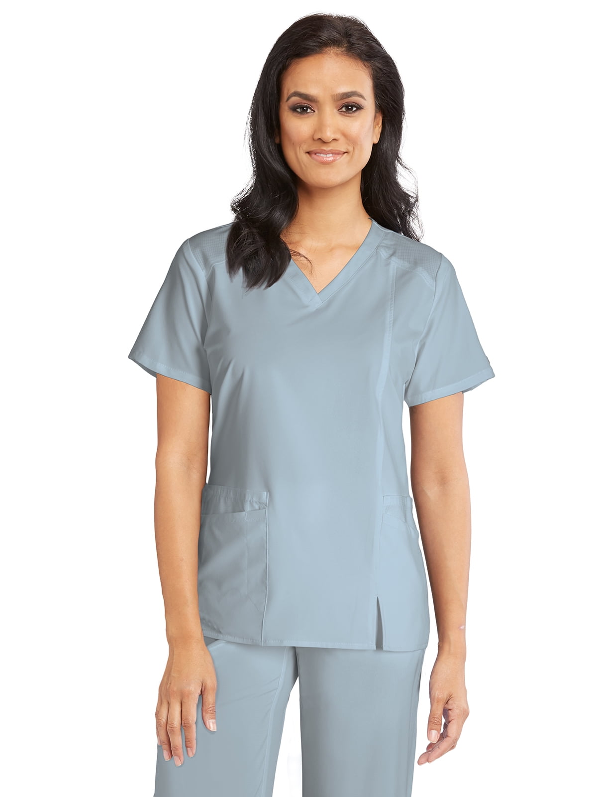 Barco Wellness BWT012 Women's Four Pocket Contrast Shoulder Front Side ...