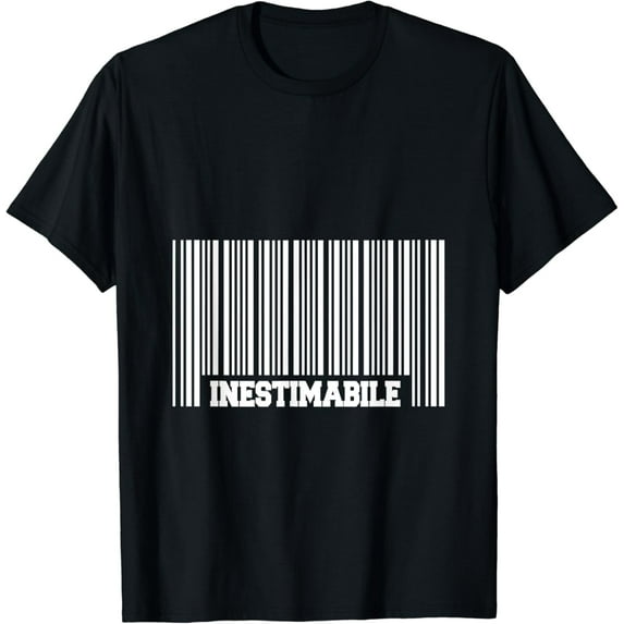 Barcode Design INESTIMABILE Text Graphic Unisex Short Sleeve T Shirt ...