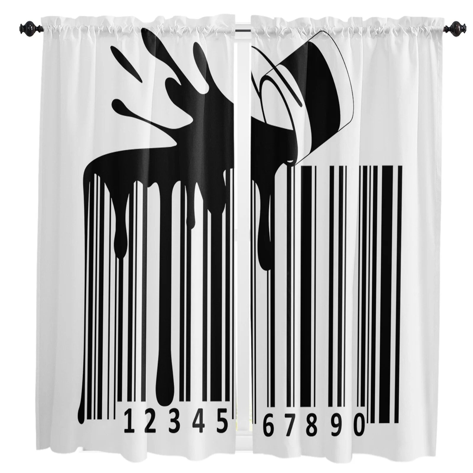 Barcode Pattern Spilled Paint Bucket Curtain For Living Room Kids ...