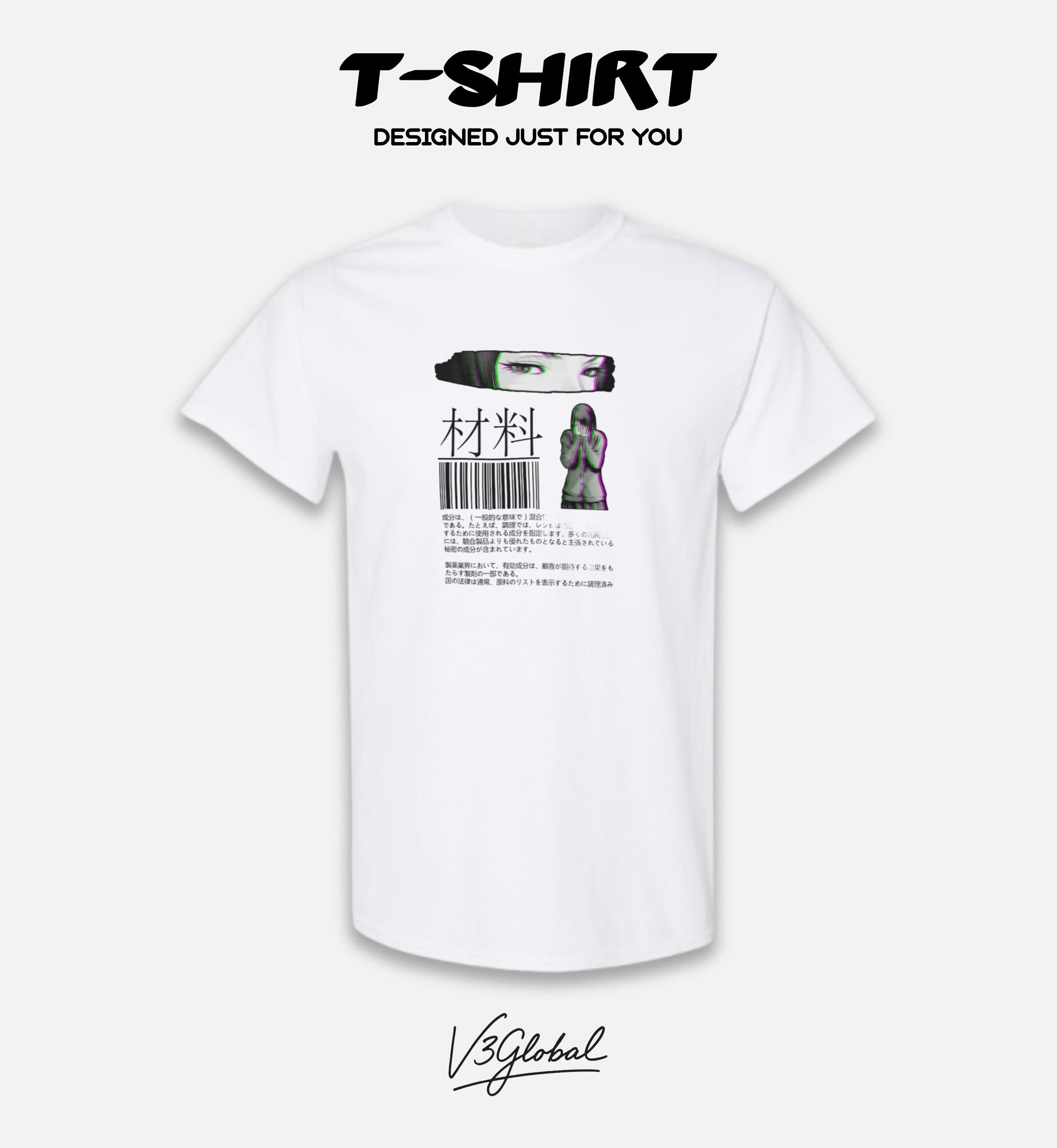 Barcode Sad Anime Japanese Aesthetic PoserBoy T-Shirt, for men & women ...