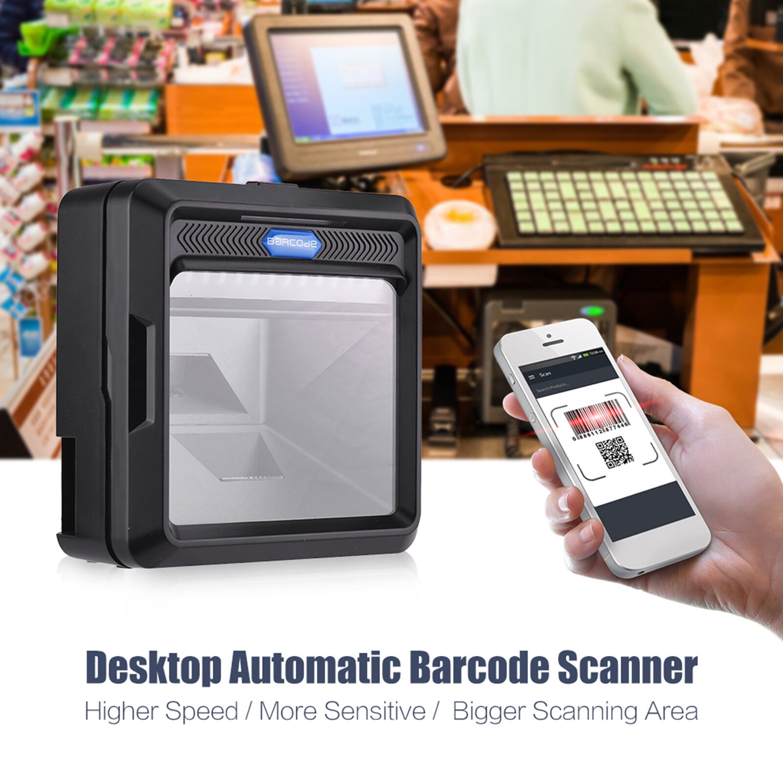 Barcode Scanner,Qr Code Usb Scanner Supermarket Speed Scanner 1d Code ...