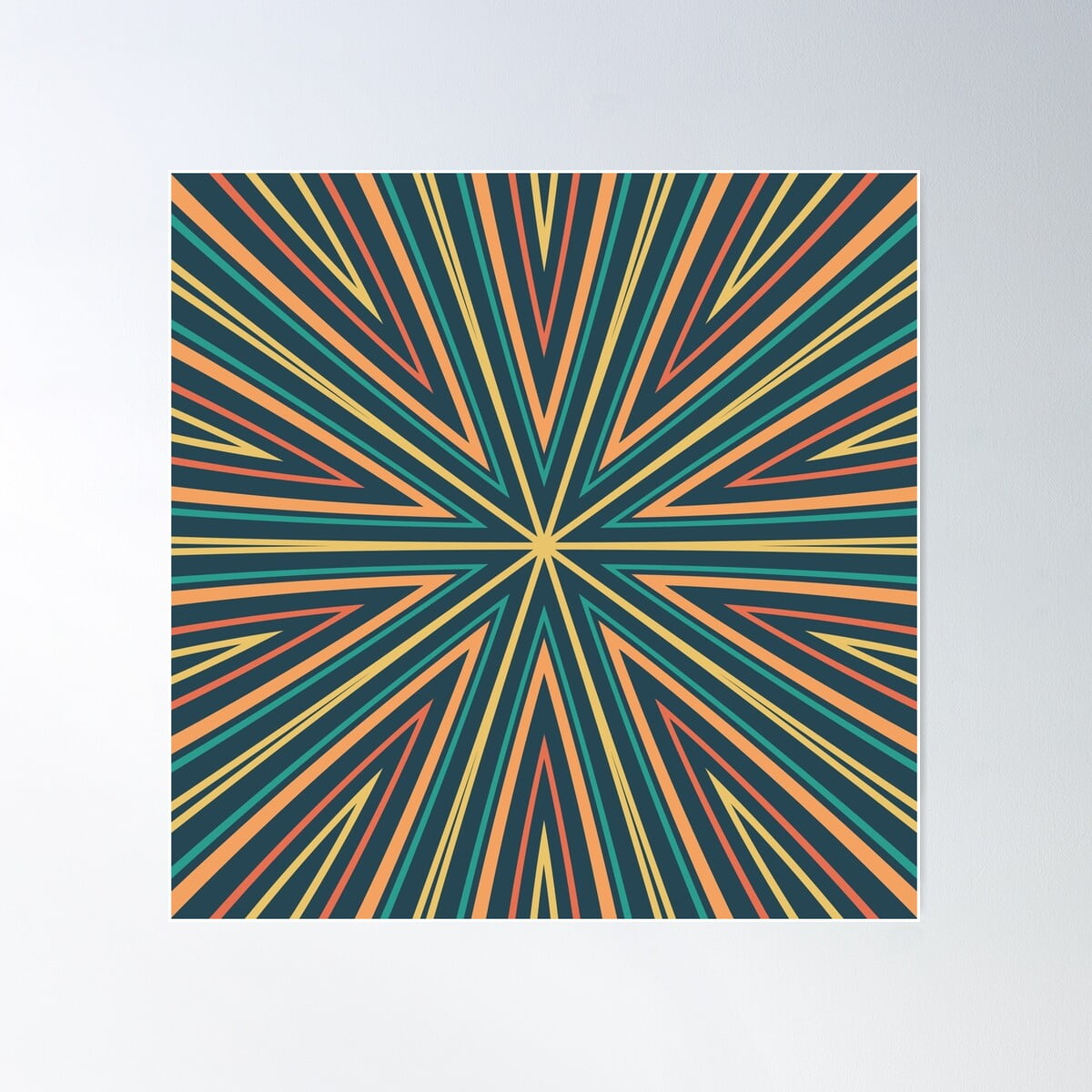 Barcode Sunburst Square (Cool Autumn) Poster Wall Art, Modern Wall ...