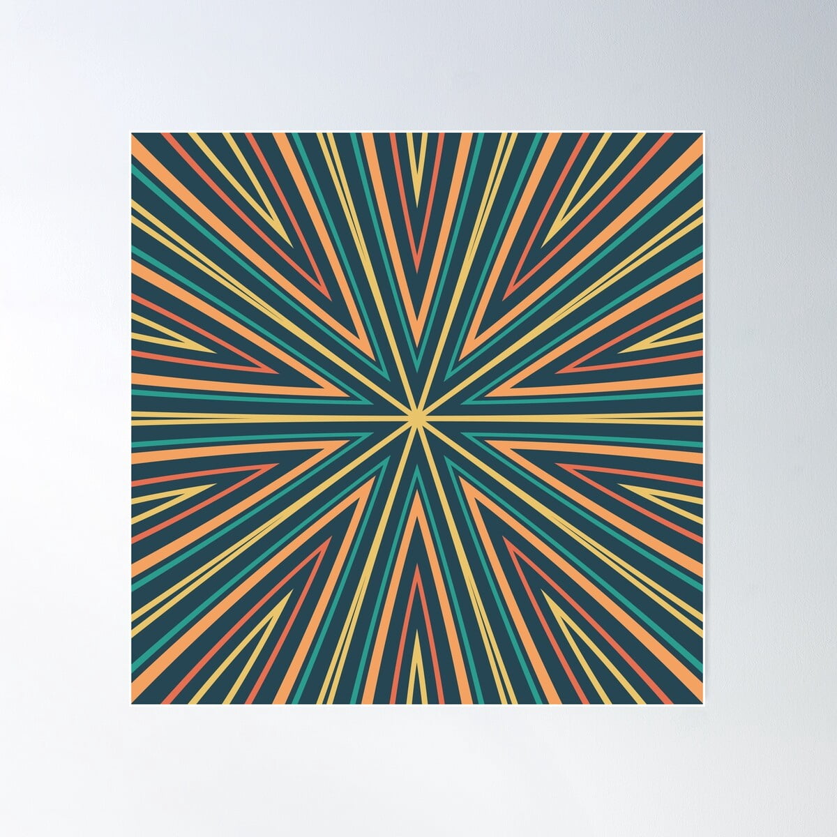 Barcode Sunburst Square (Cool Autumn) Poster Wall Art, Modern Wall ...