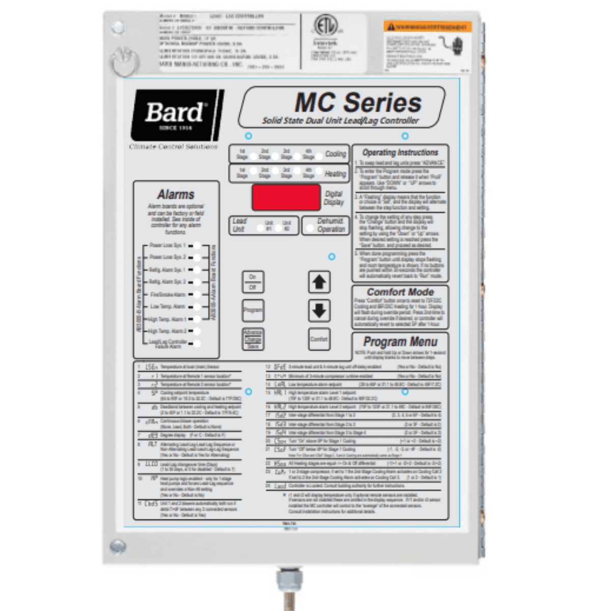 Bard MC4002 Advanced Solid State Dual Unit Lead/Lag Controller w/ No Alarm, Replacement for ...