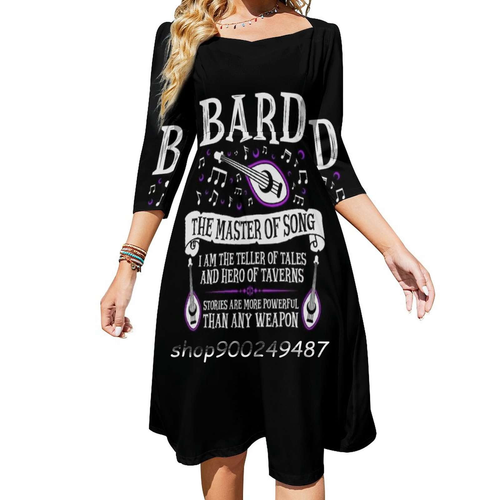 Bard The Master Of Song-Dungeons & ( White ) Square Neck Dress Cute ...