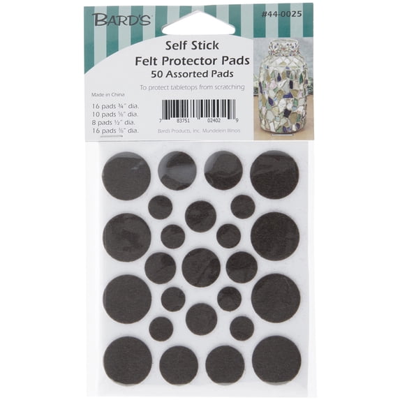 Bard's Brown Circular 50 Assorted Felt Protector Pads, Pack of 6 ...