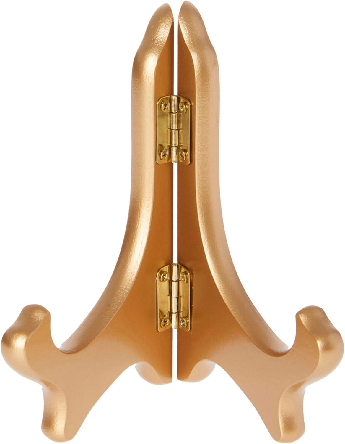 Bard's Hinged Gold-toned MDF Wood Plate Stand, 5" H x 5.75" W x 3.75" D ...