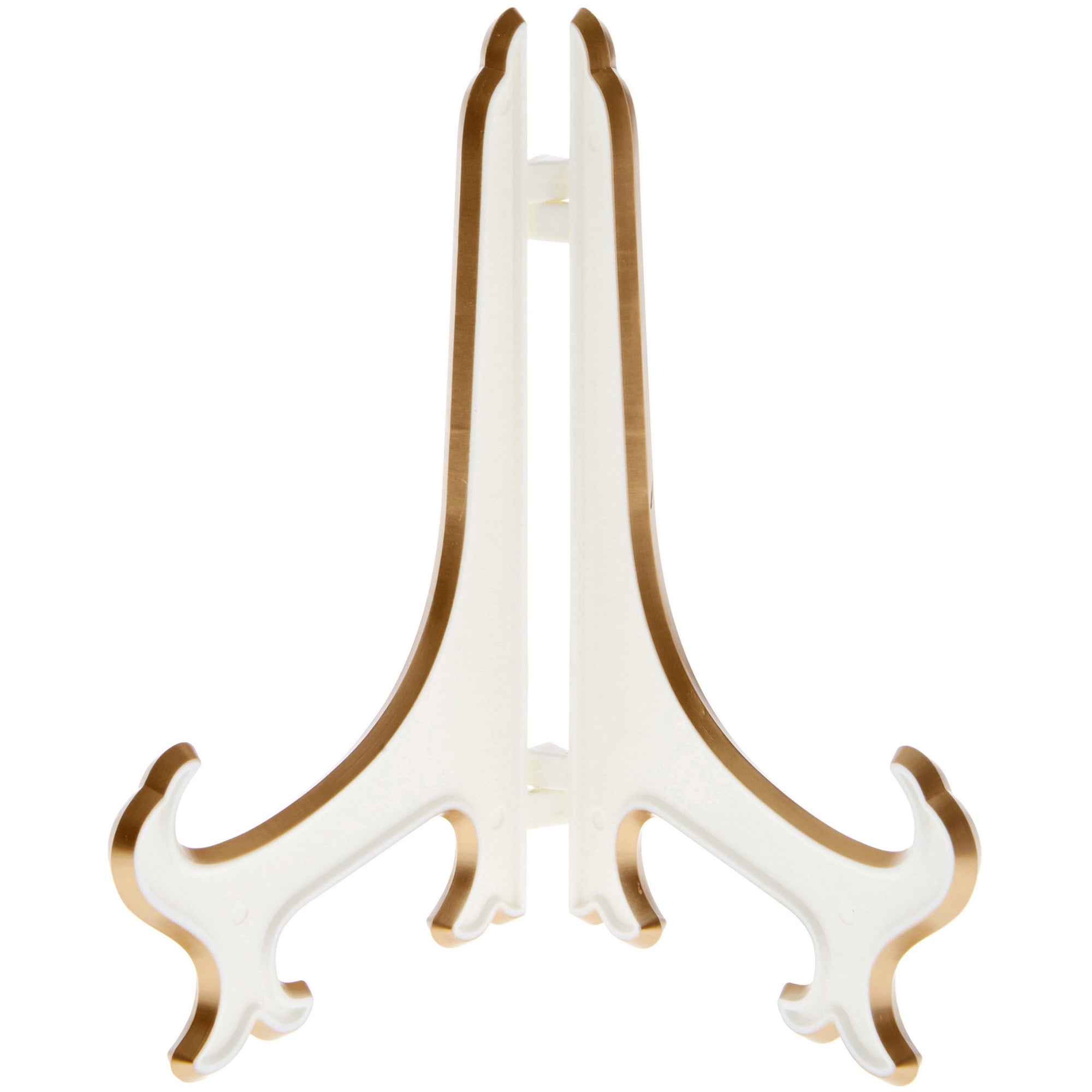 Bard's Hinged White and Gold Plastic Plate Stand, 7" H x 5.5" W x 4.5 ...
