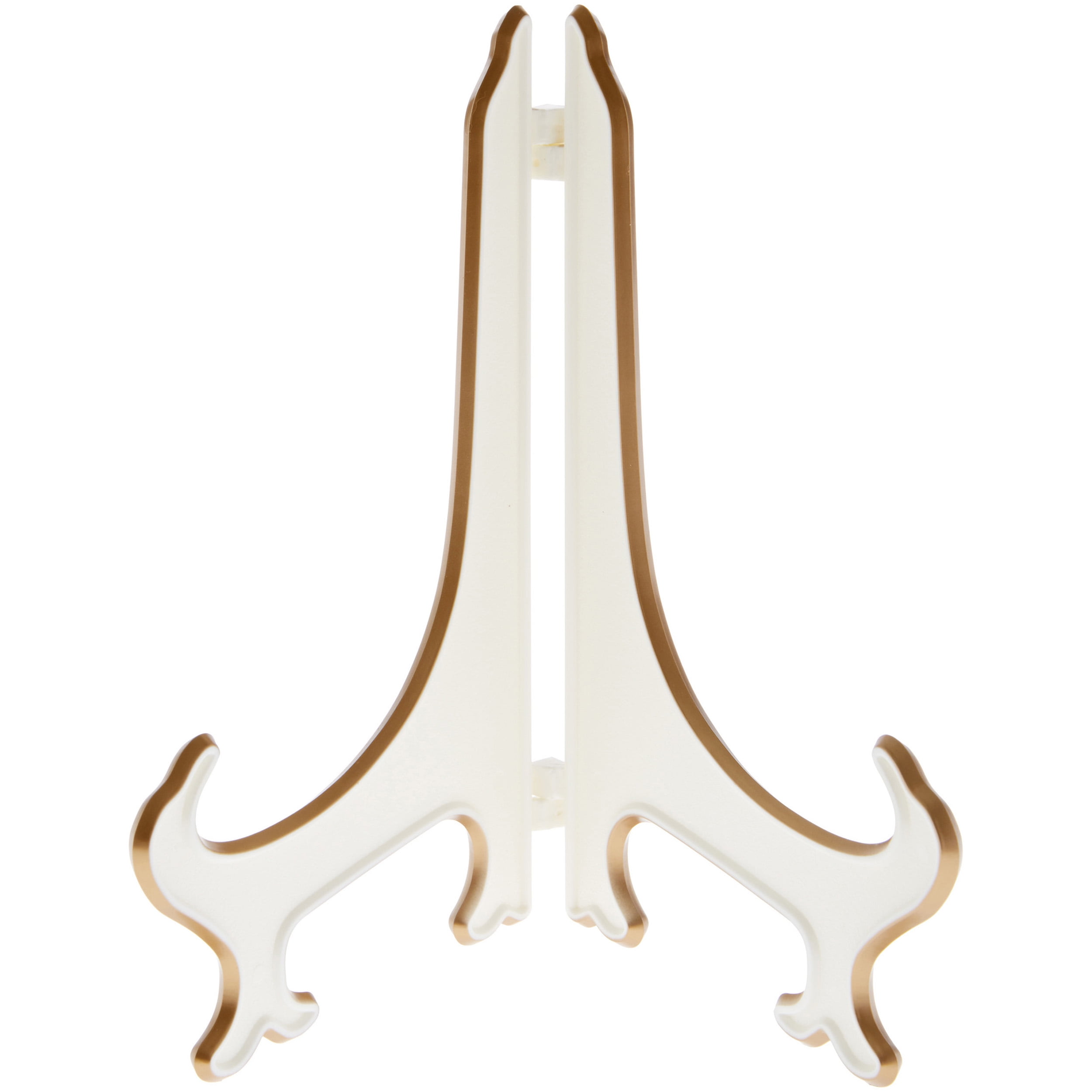 Bard's Hinged White and Gold Plastic Plate Stand, 9" H x 7" W x 6" D ...