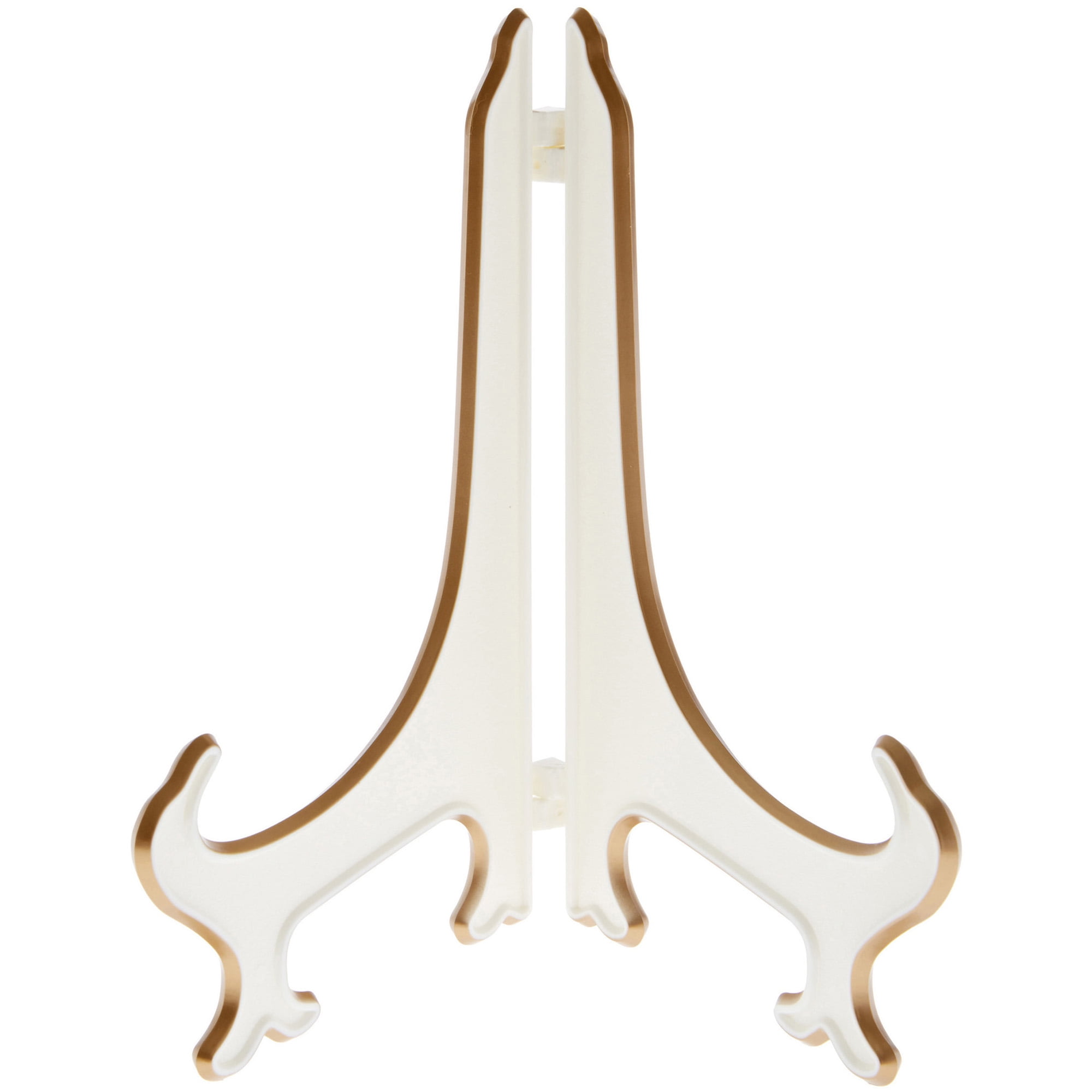 Bard's Hinged White and Gold Plastic Plate Stand, 9" H x 7" W x 6" D ...