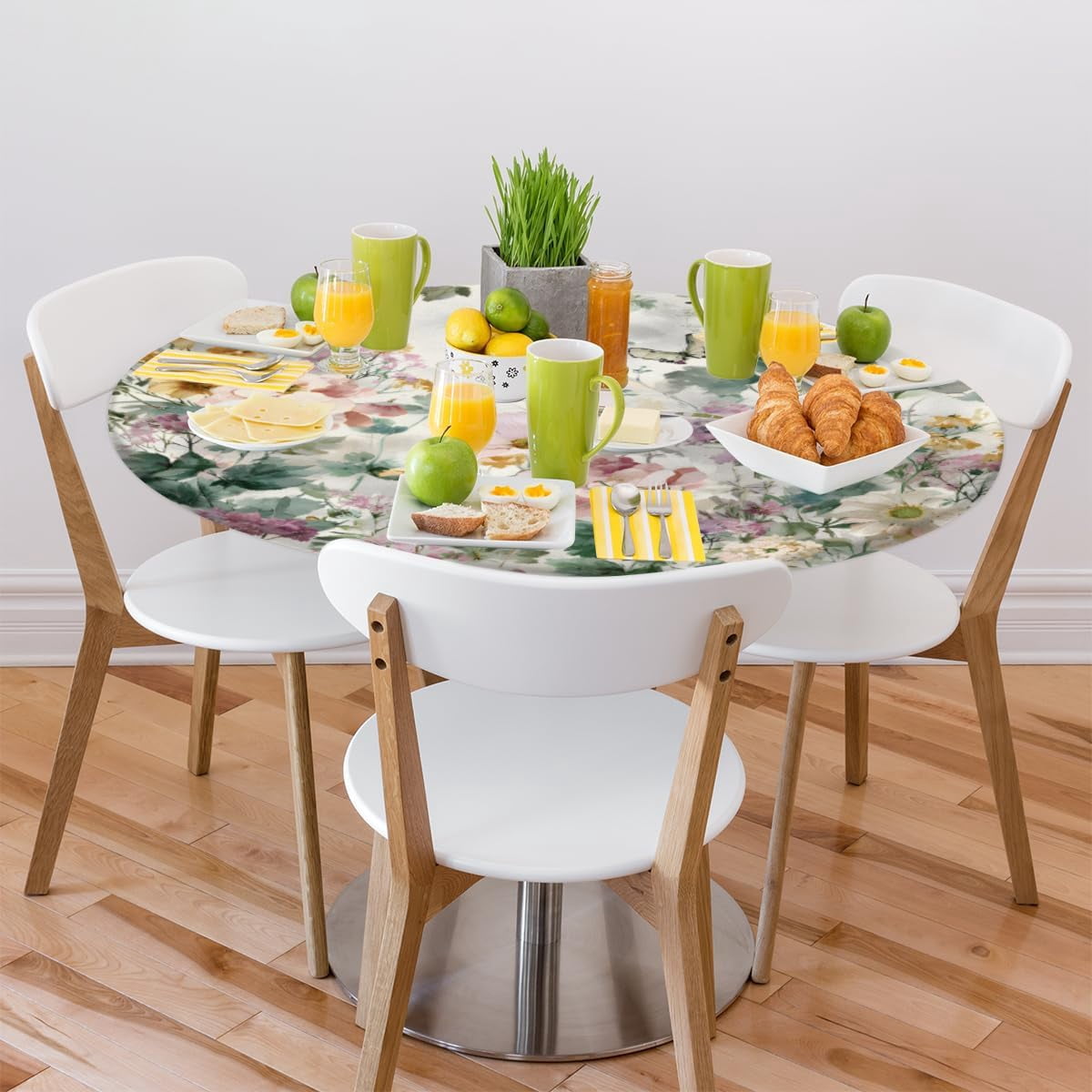 Bardic Fitted Tablecloth Round with Elastic Edged, Spring Tropical ...
