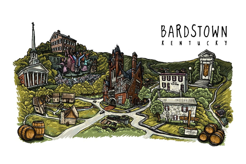 Bardstown, Kentucky, Line Drawing (16x24 Giclee Gallery Art Print ...