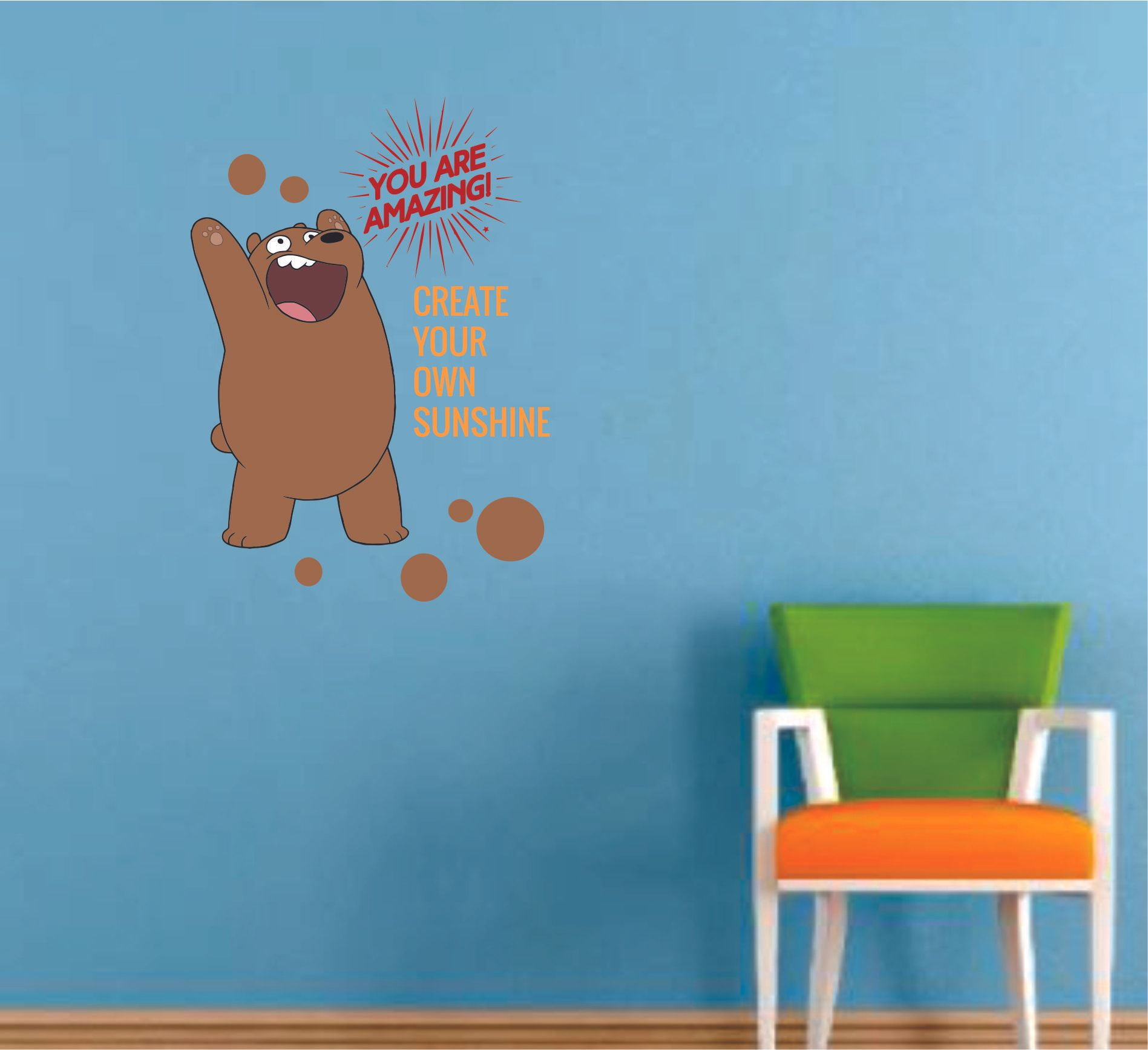 We Bare Bears Sunshine Quote Cartoon Decors Wall Sticker Art Design ...