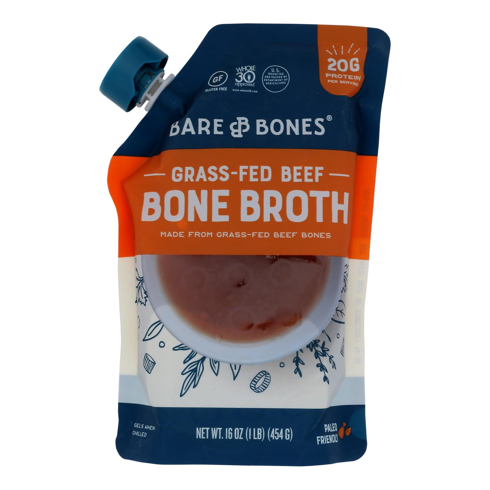 Bare Bones Broth - Bone Broth Beef Classic Grass-Fed - Case of 8-16 Fluid Ounces - Walmart.com