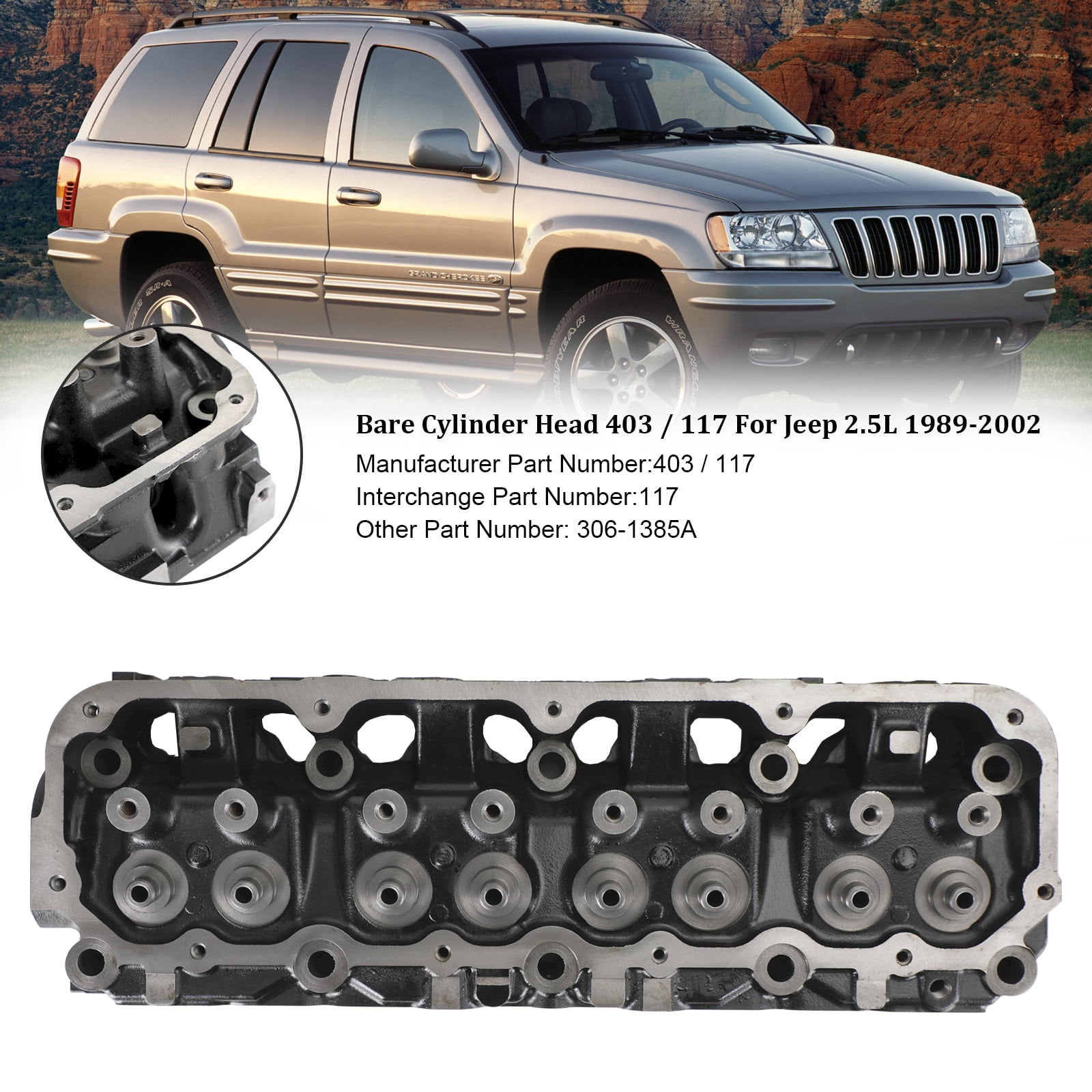 Bare Cylinder Head 403 / 117 For Jeep 2.5L 1989-2002 - Walmart.com