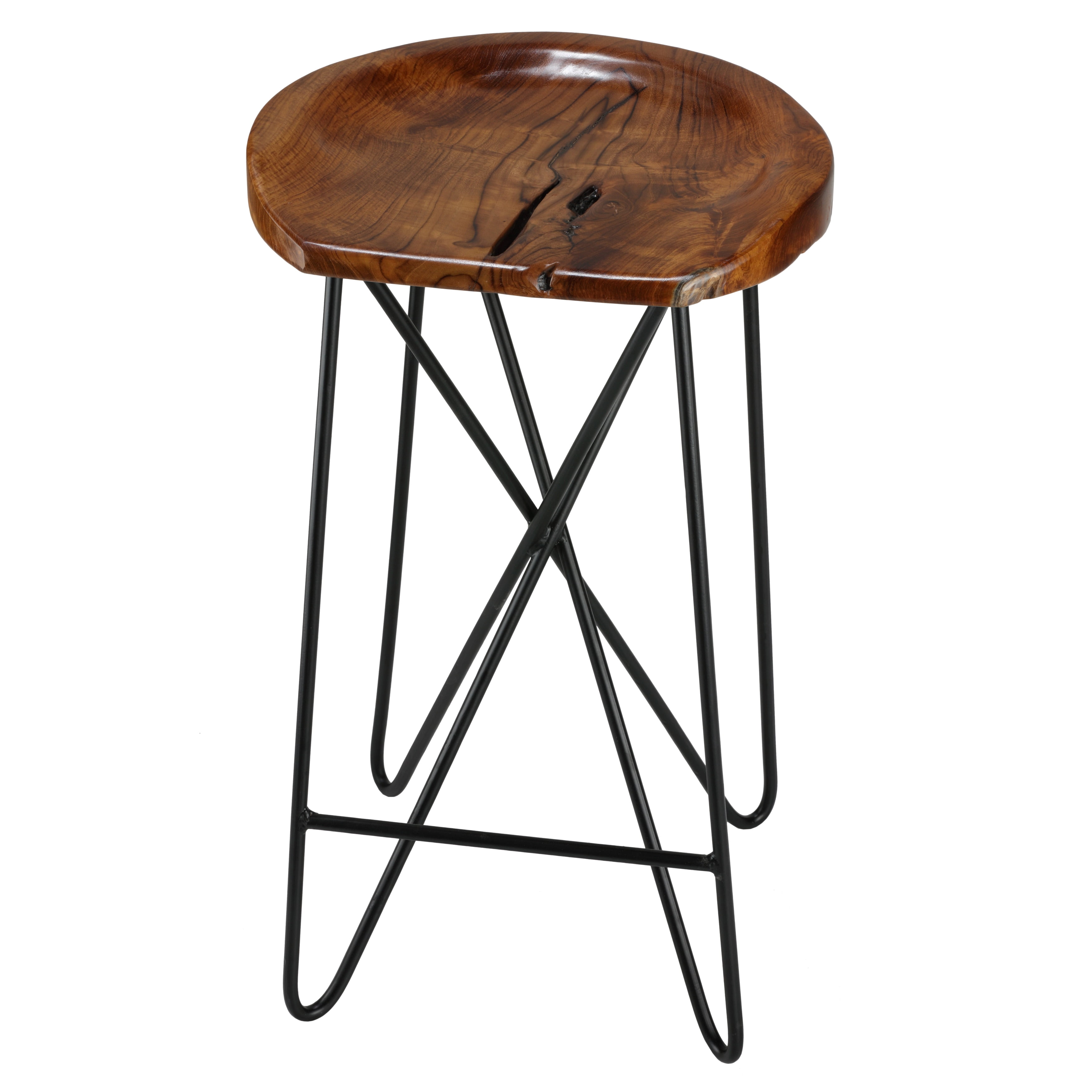 "Bare Decor Aloha Teak Wooden Counter Stool, 27""H, Backless with Solid ...