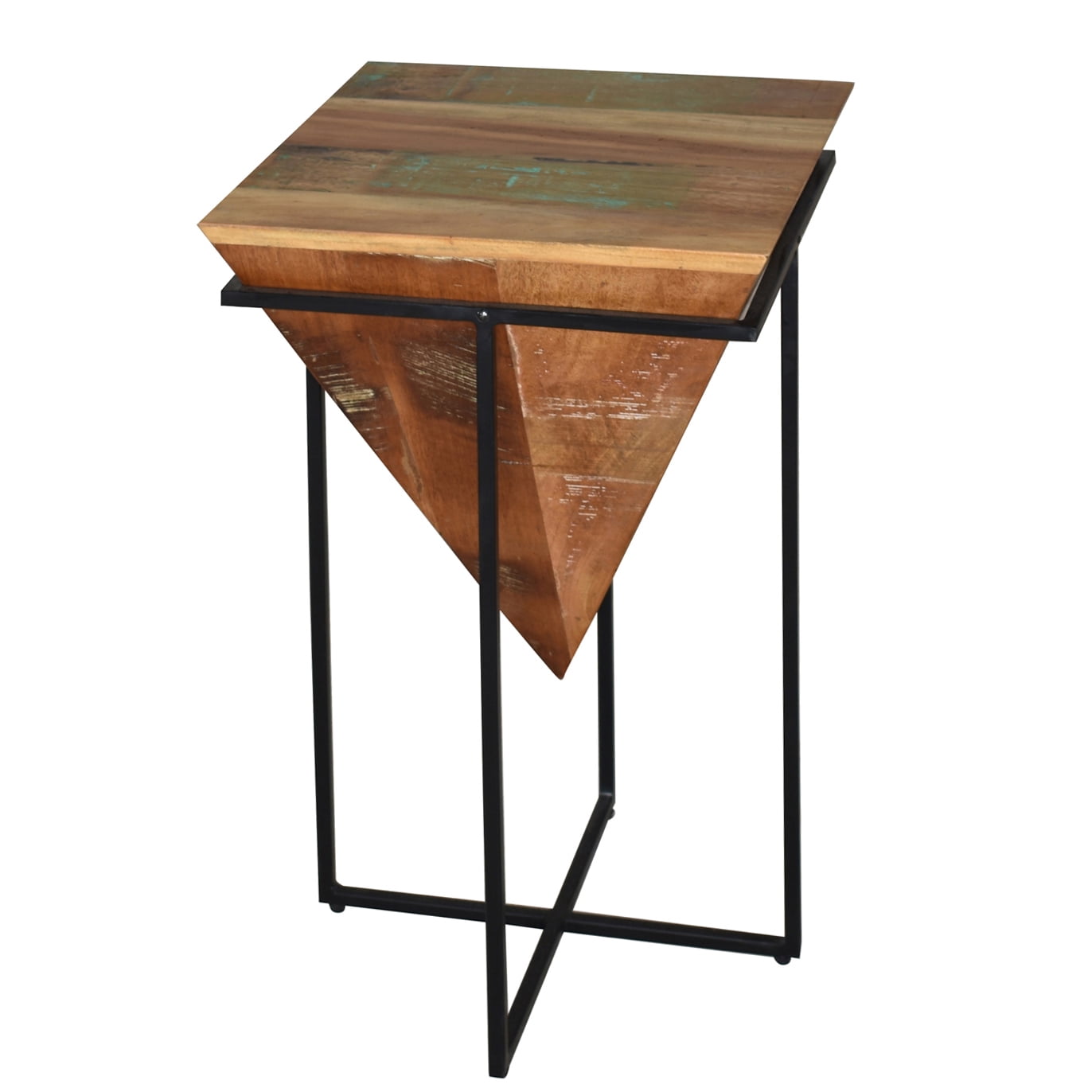 Bare Decor Compass Accent Table in Mango Wood with Metal Base, 16x16x24 ...