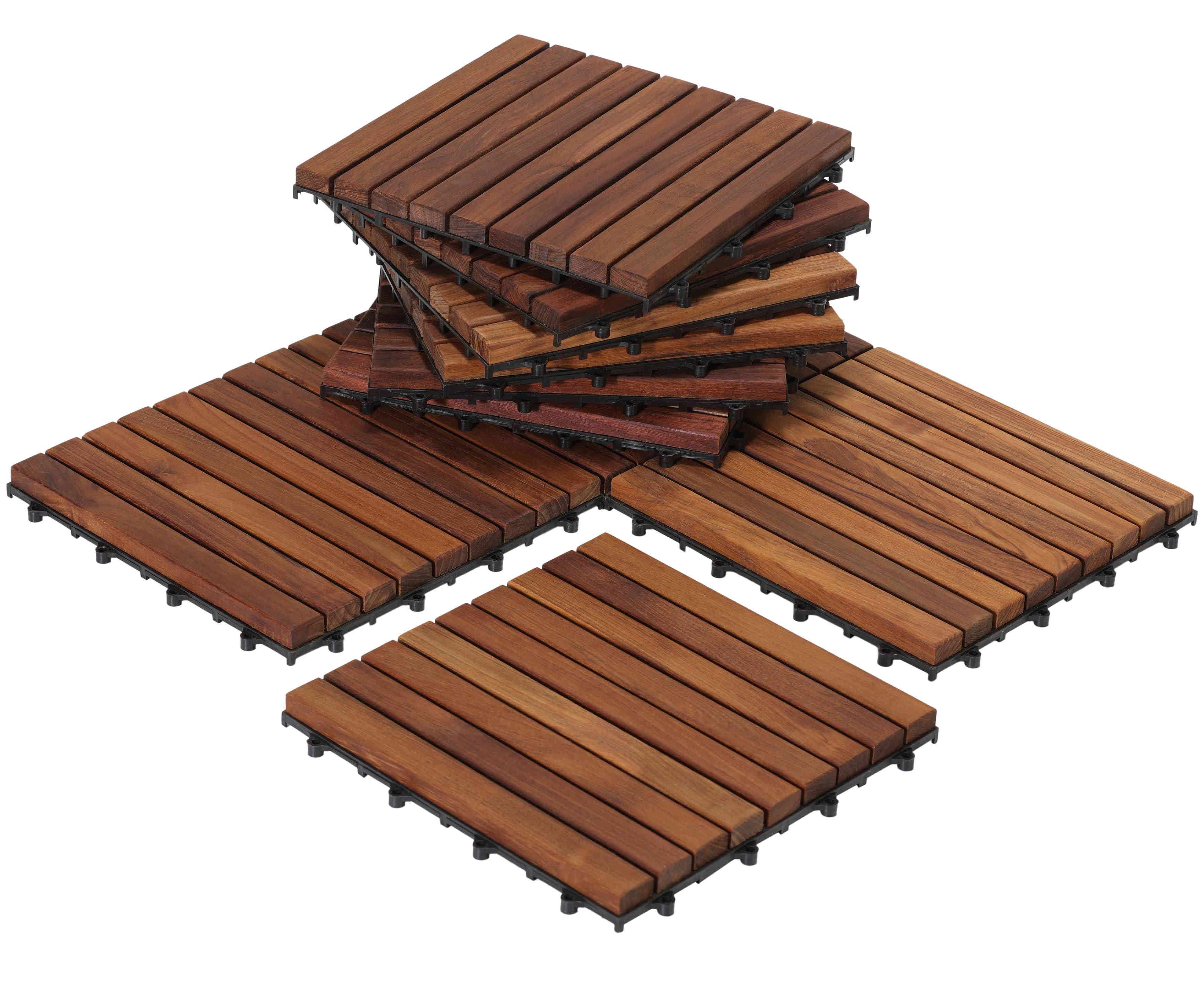 Bare Decor EZ-Floor Interlocking Tiles in Solid Teak Wood for Outdoor ...
