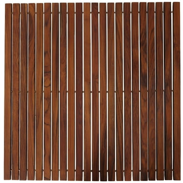 Designer Teak Shower Mat, Waterproof, Teak Oil Finish, Large, 32x20x2 ...