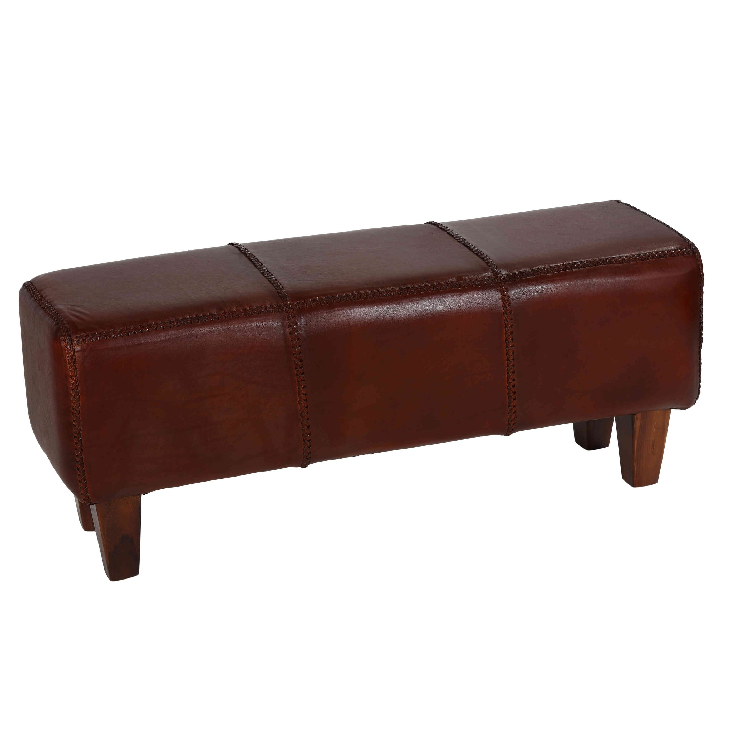 Bare Decor Morgan Bench Genuine 100% Leather, Brown - Walmart.com
