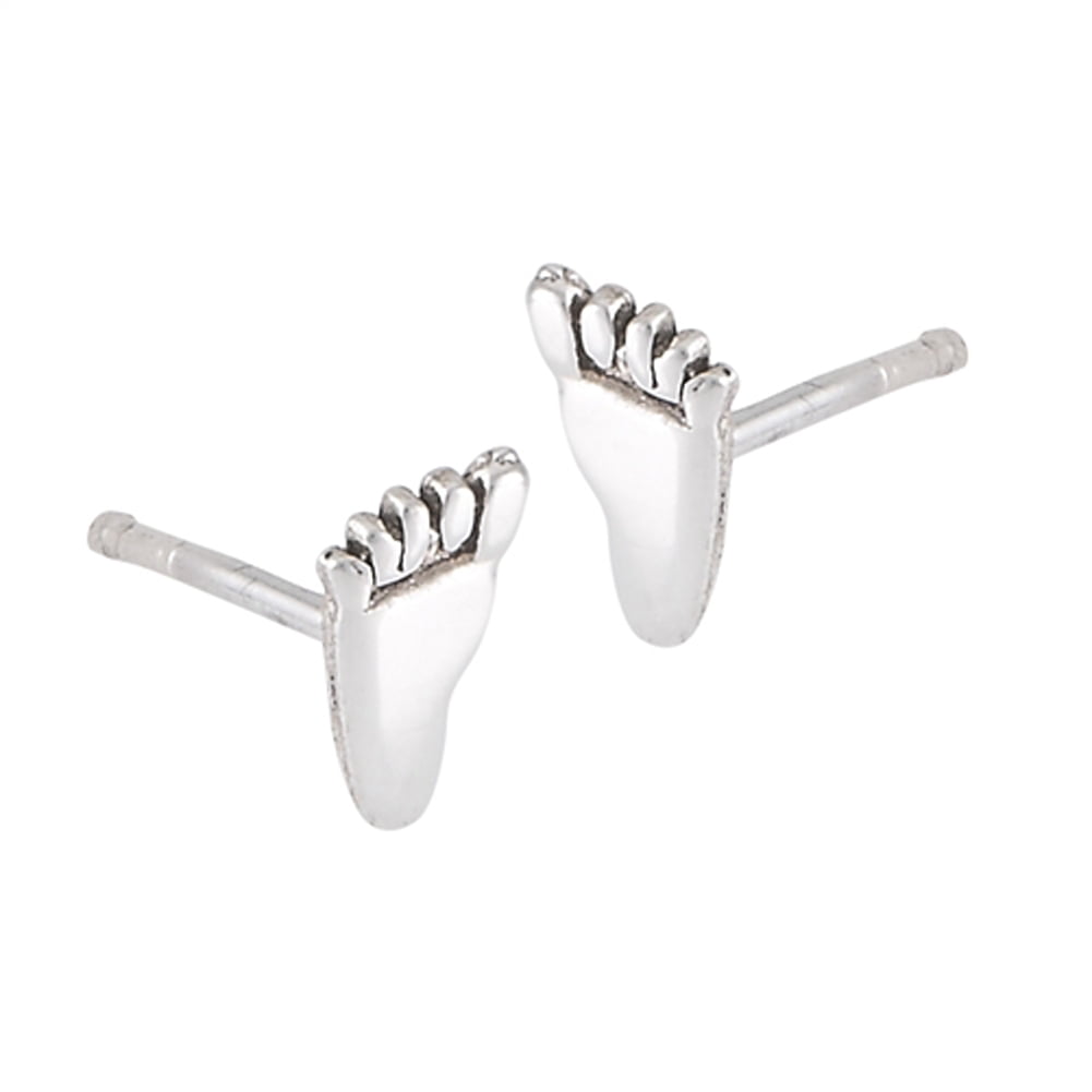 Bare Feet Post Left and Right Foot .925 Sterling Silver Anatomy Stud ...