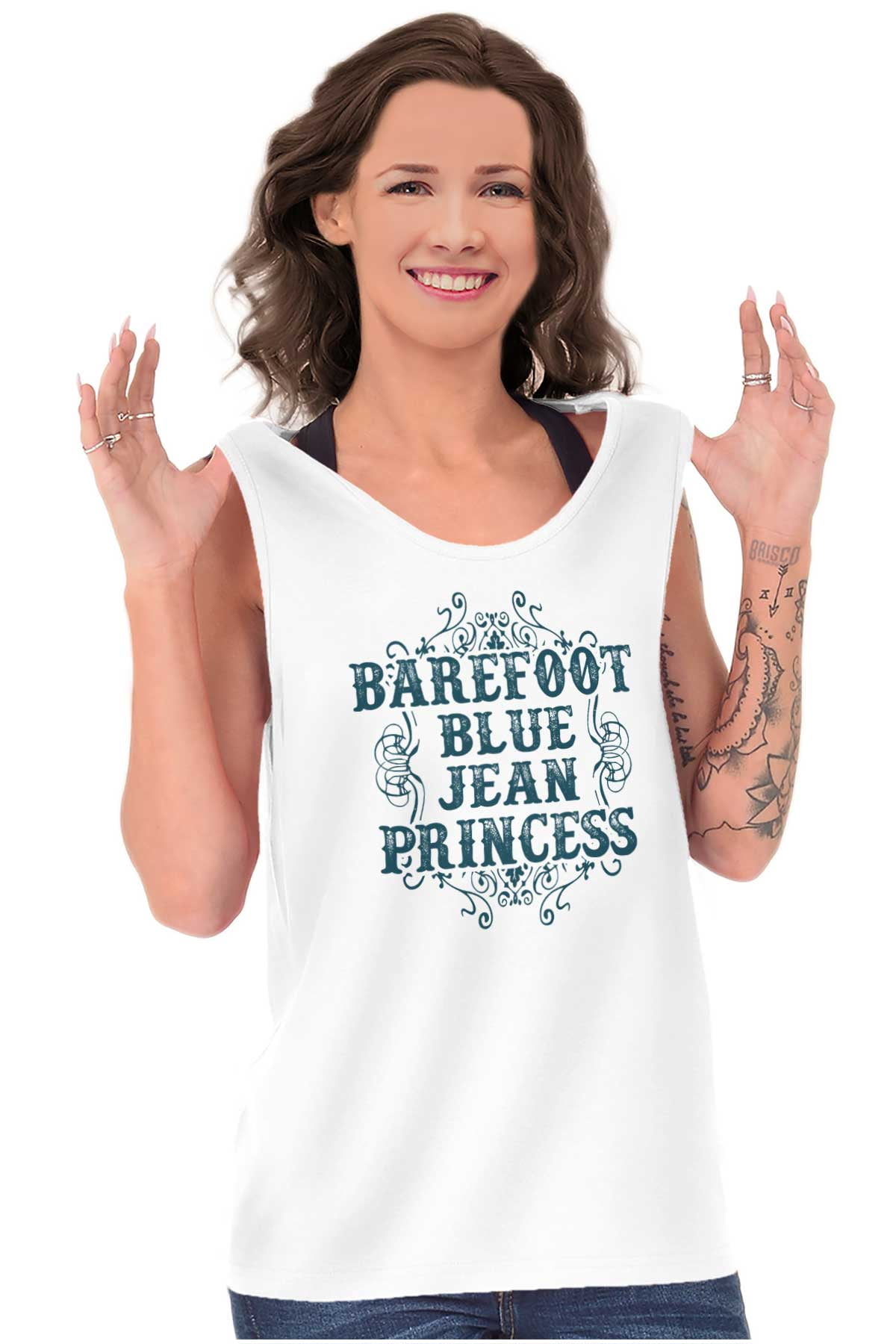 Country Barefoot Blue Jean Princess Women Plus Size Tank Top Brisco ...