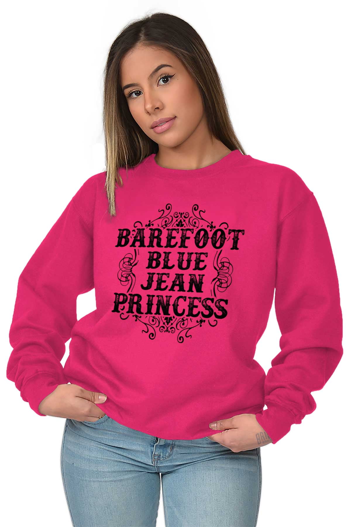 Bare Foot Buck Wild Cute Southern Women Crewneck Sweatshirt Brisco