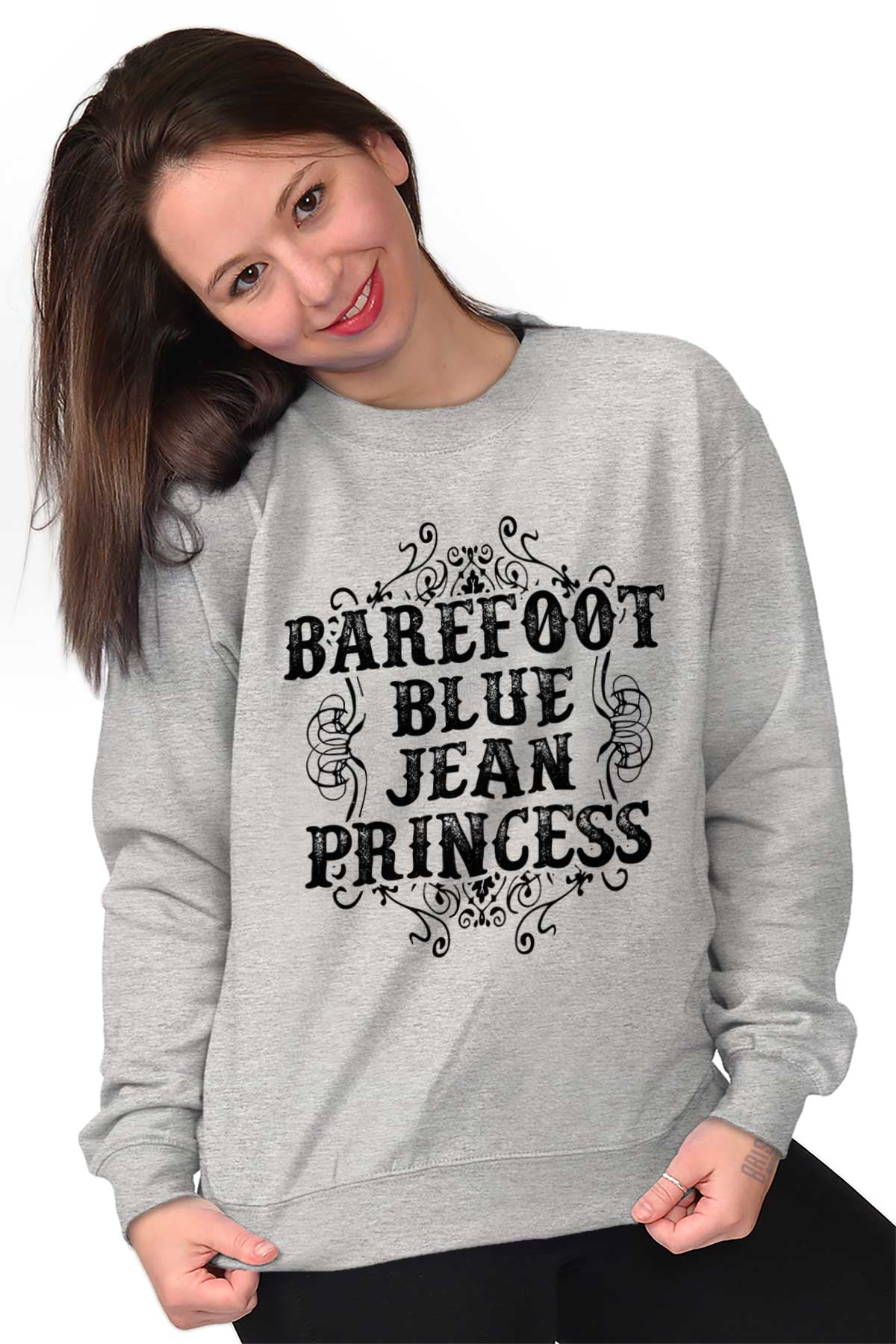 Bare Foot Buck Wild Cute Southern Women Crewneck Sweatshirt Brisco