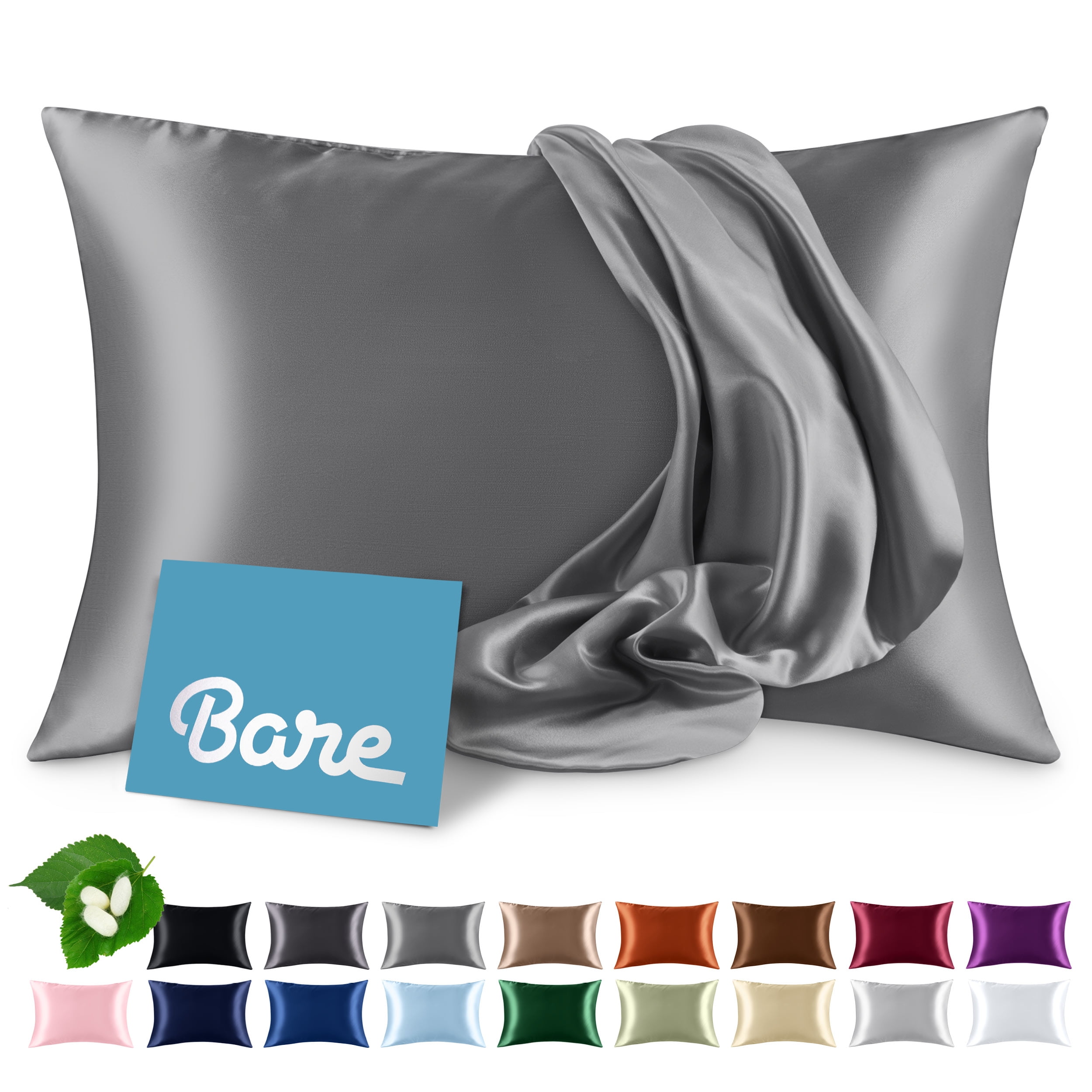 Bare Home 100% Mulberry Silk Zipper Pillowcase - Perfect for Hair and ...