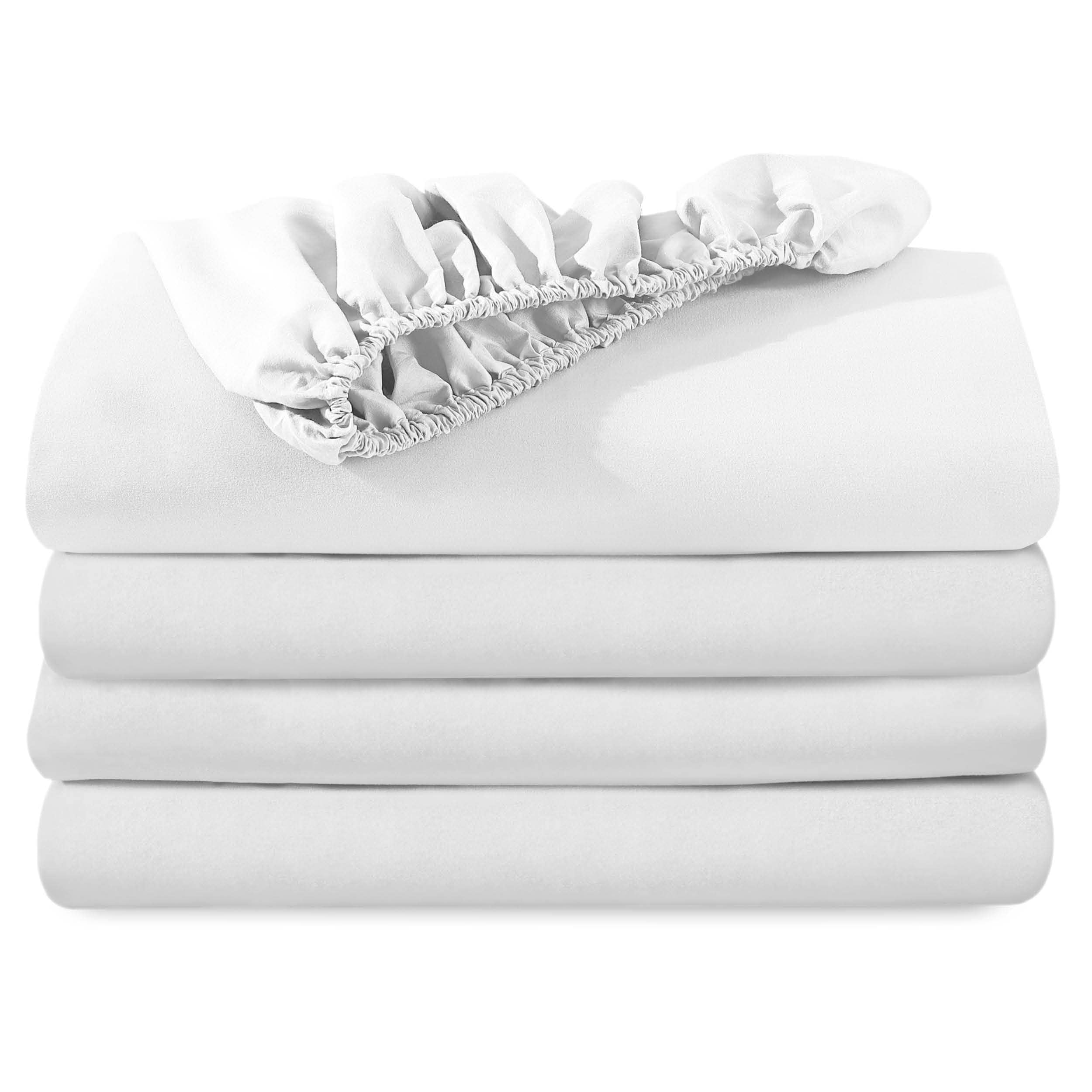 Bare Home 2-Pack Microfiber Fitted Bottom Sheets Cool White Split King ...