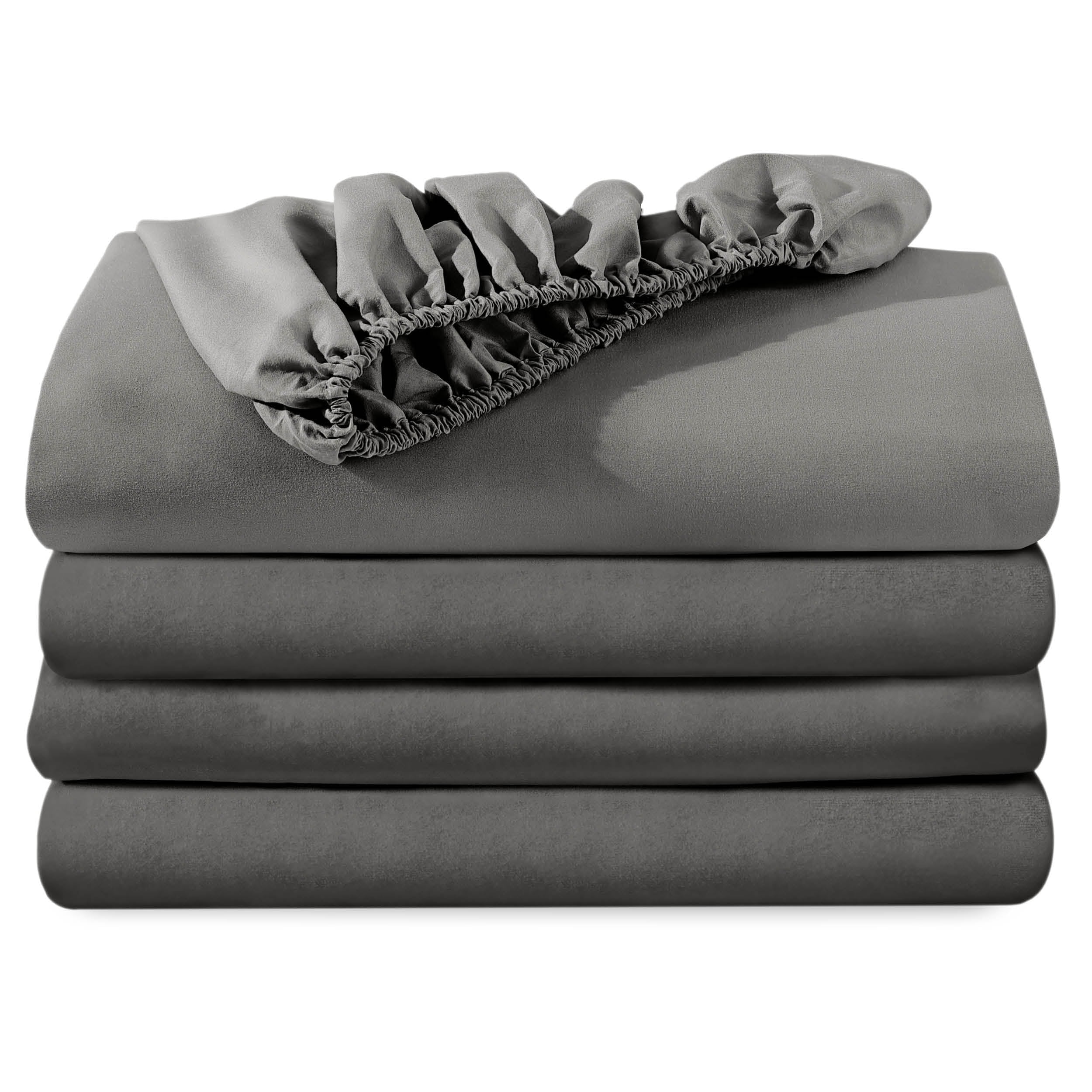 Bare Home 2-Pack Microfiber Fitted Bottom Sheets Grey Split King ...