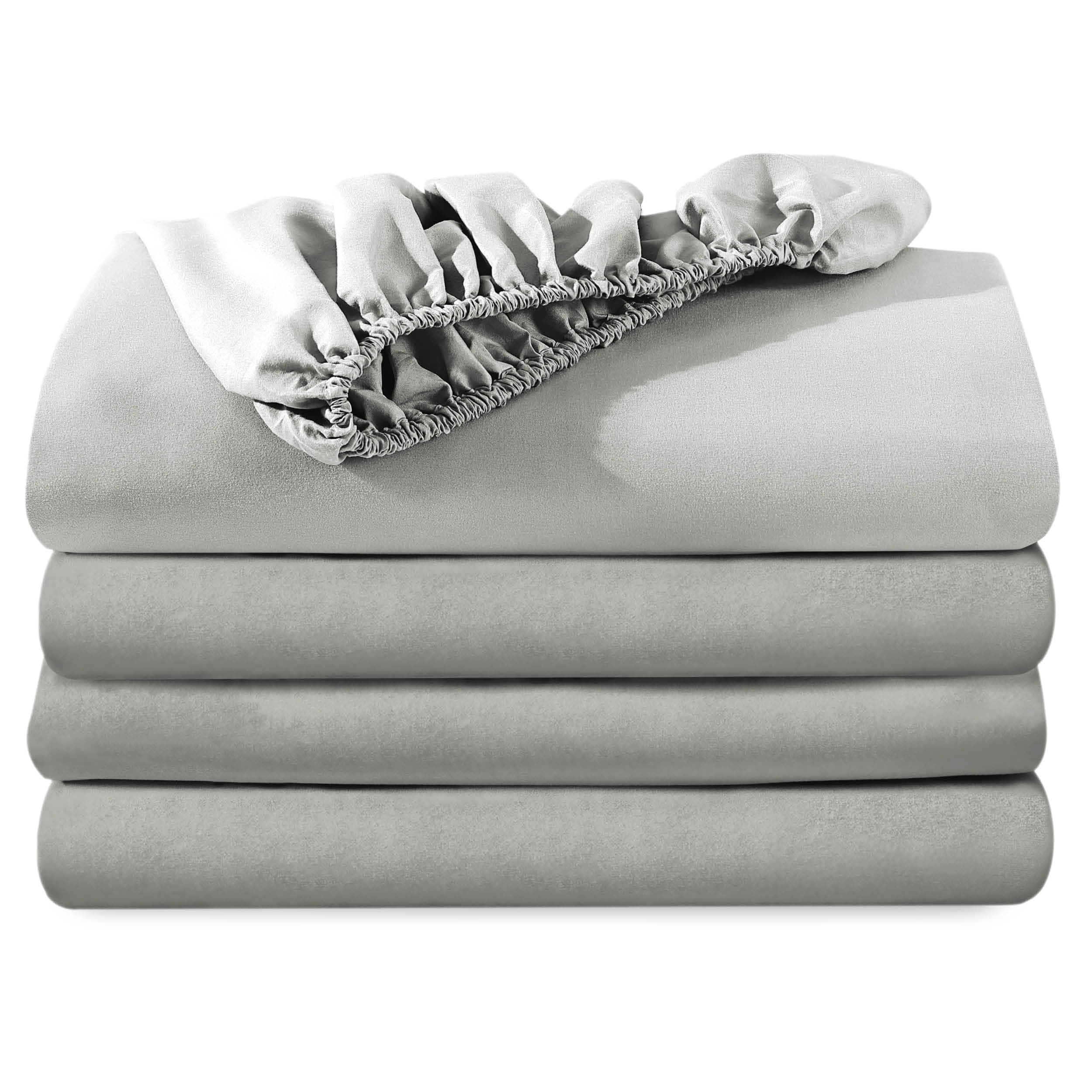 Bare Home 2-Pack Microfiber Fitted Bottom Sheets Light Grey Split King ...