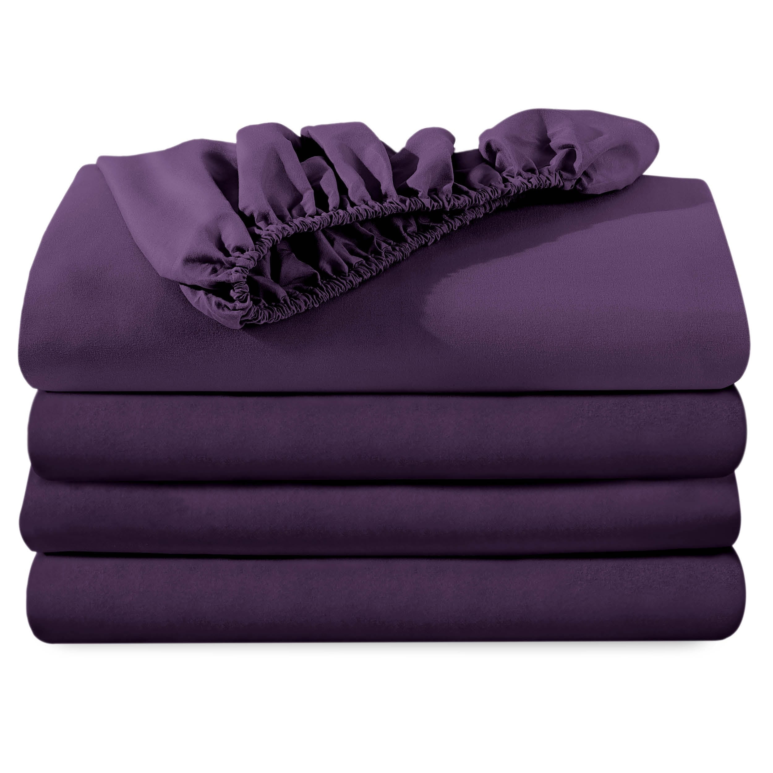 Bare Home 2-Pack Microfiber Fitted Bottom Sheets Plum Split King ...