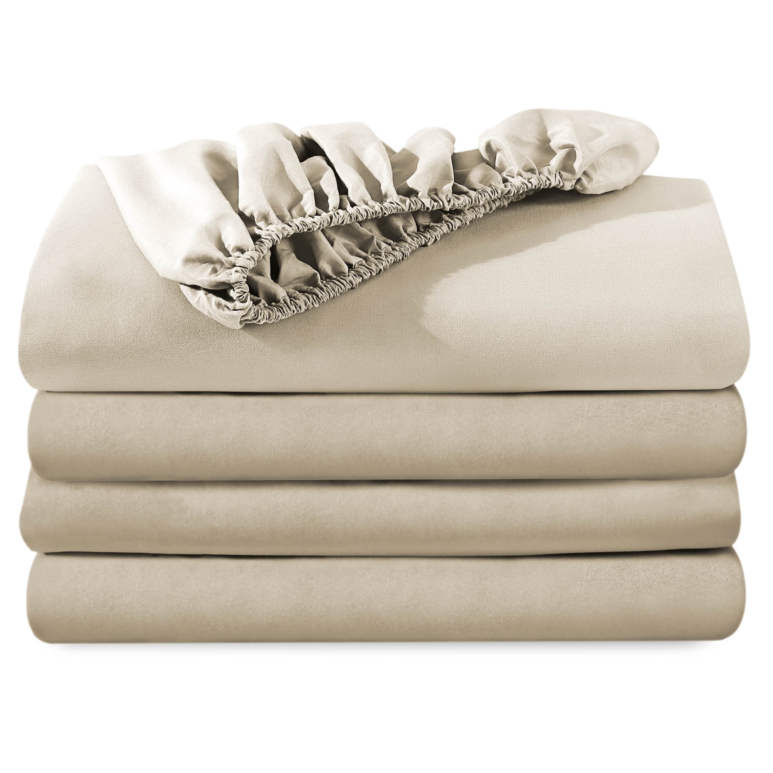 Bare Home 2-Pack Microfiber Fitted Bottom Sheets Sand Split King ...