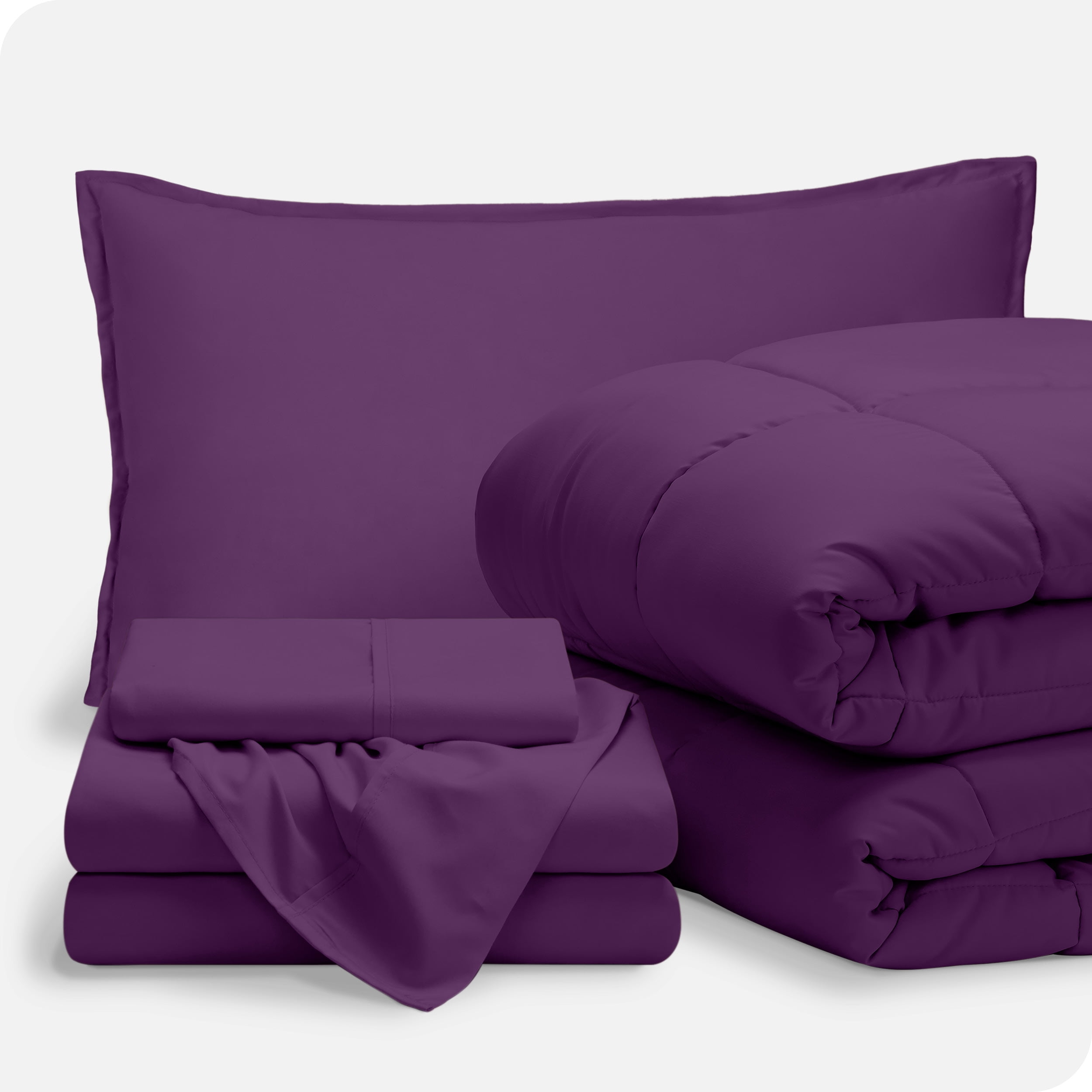 Bare Home 5-Piece Bed-in-a-Bag - Twin, Plum with Plum Sheet Set ...